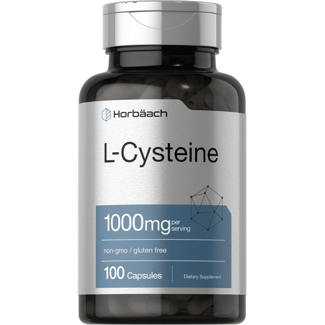 Horbaach L-Cysteine 1000mg Supplement, 100 Capsules for Food Support ...