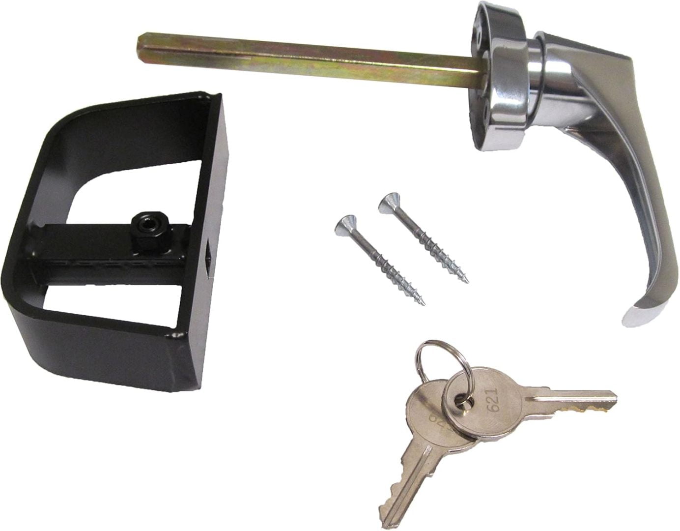 L Door Handle Chrome 4-1/2" W/Back HandleOff Center Shaft Shed Door ...