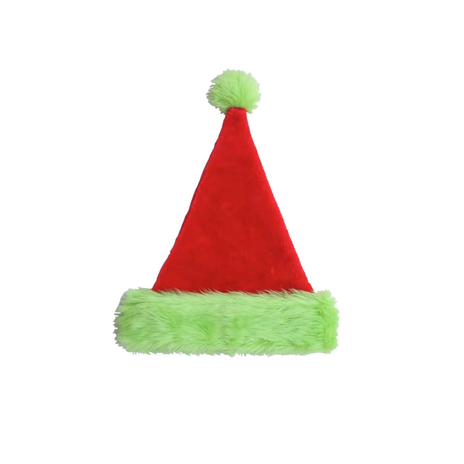 L Double Layer Flocked Santa Hat For Adults Large Size Fluffy Brim Red ...