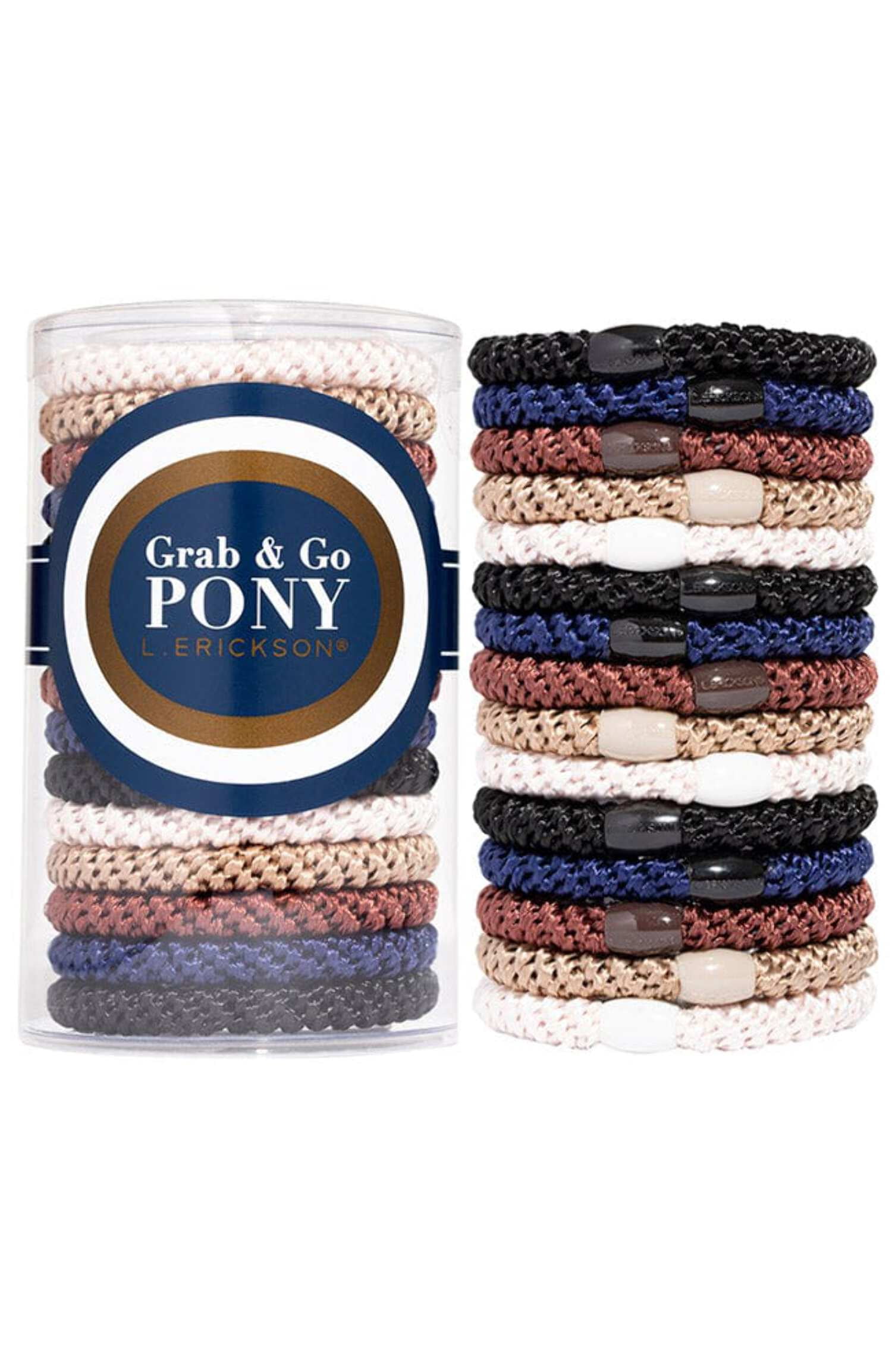 L. Erickson Grab & Go Pony Tube - Neutral - 15 Pack Ponytail Holder ...