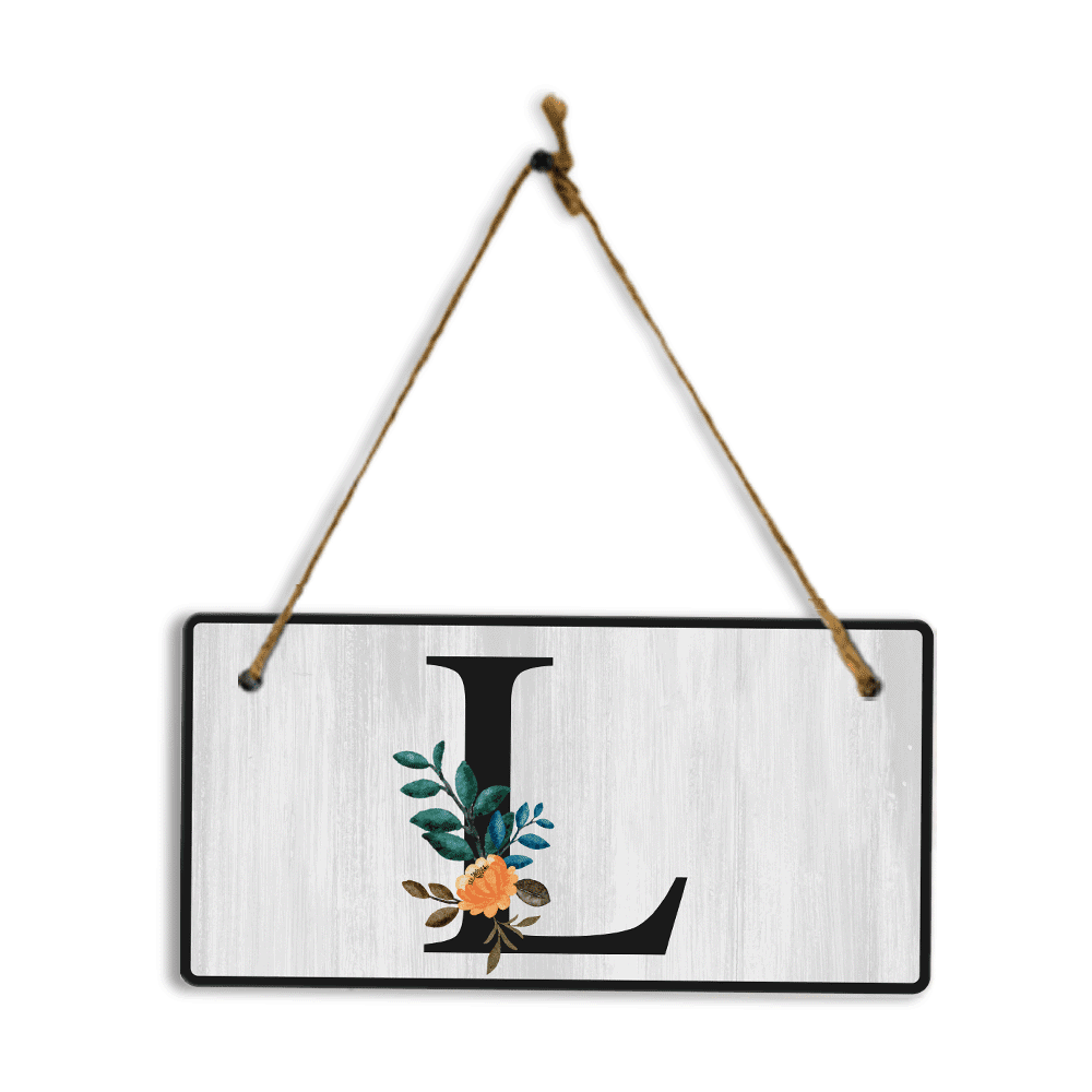 L Flower Decor 5x10 Hanging Wall or Door Sign | Alphabet Letter Room ...