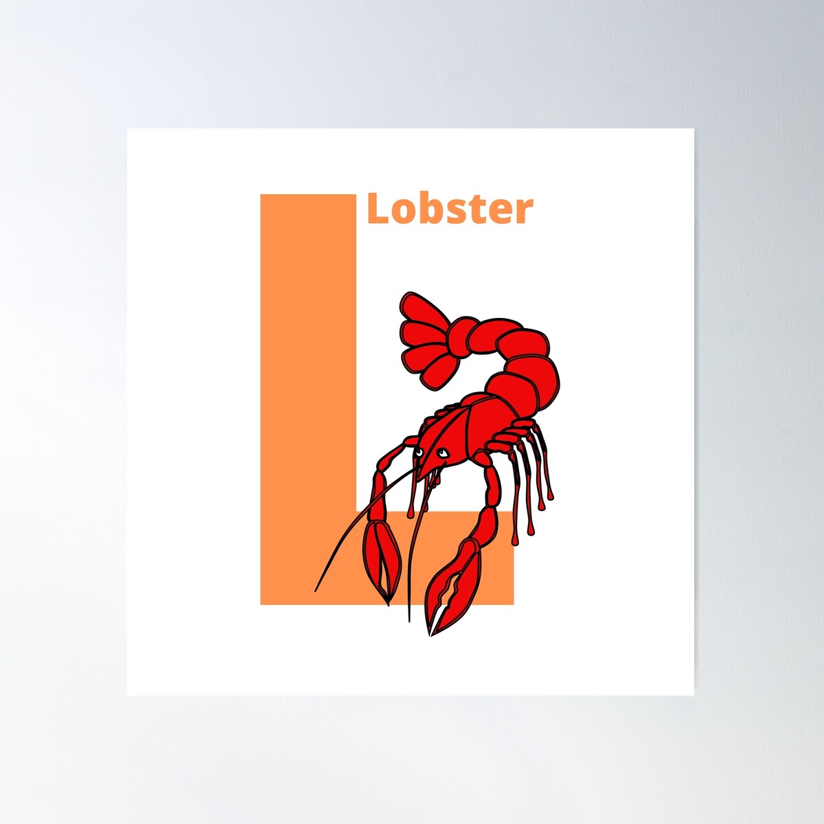 L For Lobster - Alphabet And Sea Animals Poster Wall Art, Modern Wall ...