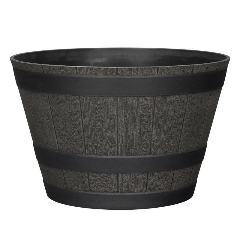 L&G Solutions 9 in. H X 14 in. D Wood-Resin Whiskey Barrel Planter ...