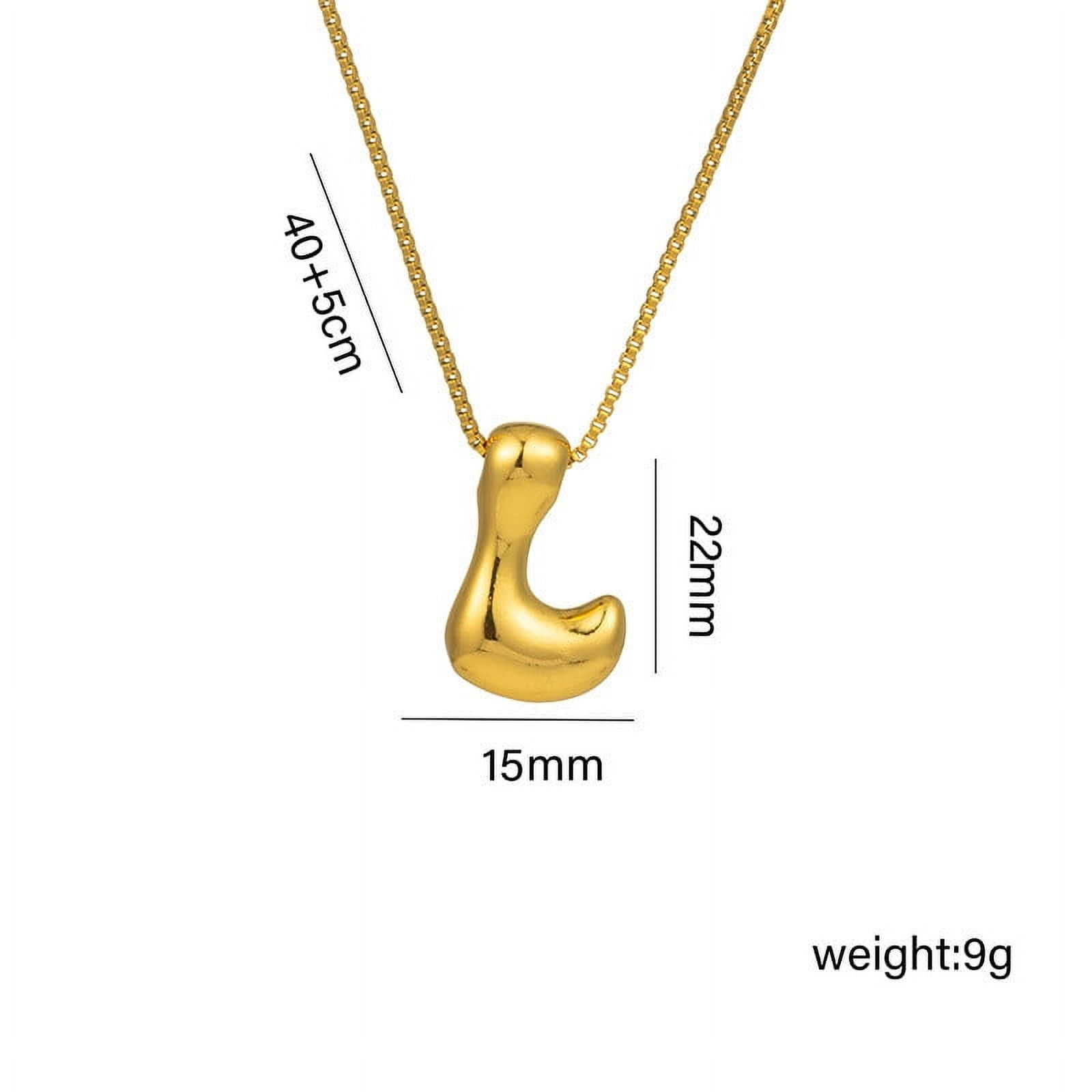 L Gold Plated Initial Letter Necklace Bubble Alphabet Pendant ...