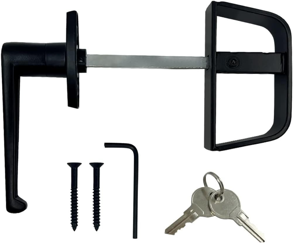 L-Handle Lock Shed Door Latch Lock Kit with 2 Keys and 2 Screws, 4-1/2 ...