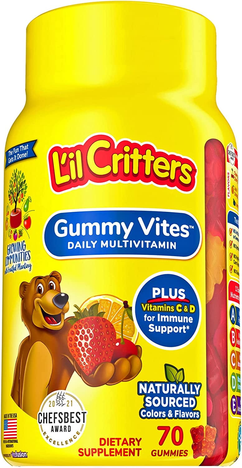L'Il Critters Gummy Vites Multi-Vitamin & Mineral Gummy Bears, 70 CT ...