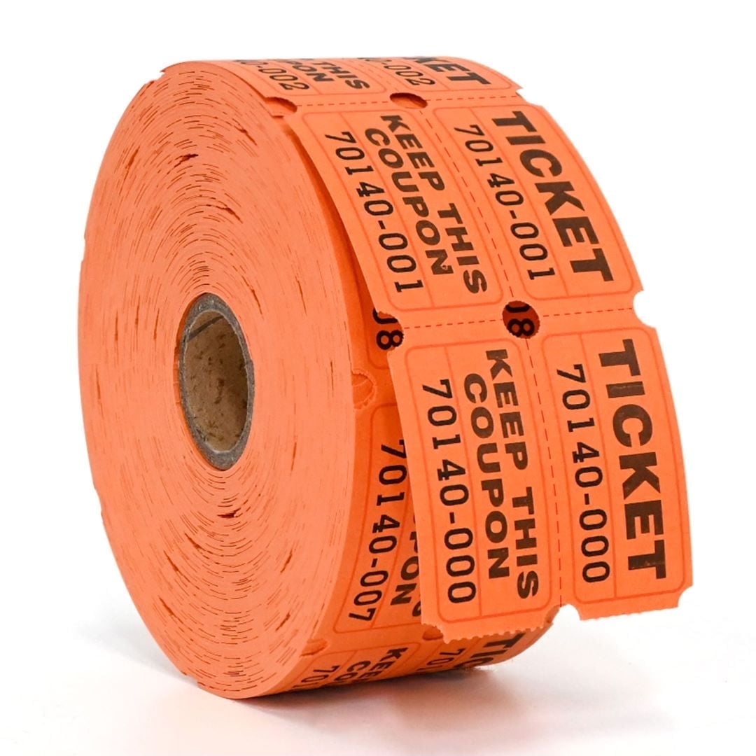 L LIKED, Raffle Tickets Double Rolls 1000, 50/50 Raffle Tickets Orange ...