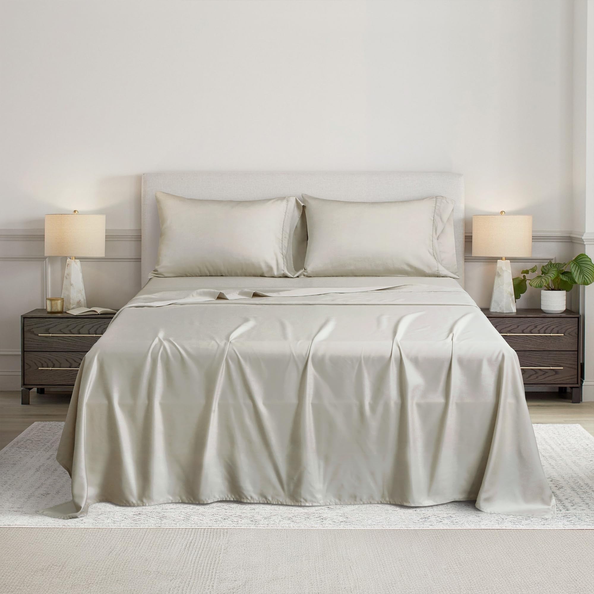 L Linen World 100% Viscose from Bamboo Lyocell Sheets Set King Size ...