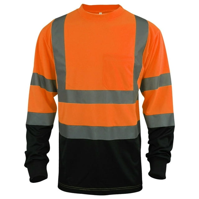 L&M Hi Vis Class 3 T Shirt Reflective Safety Lime Orange Short Long Sleeve HIGH Visibility, Lime ...