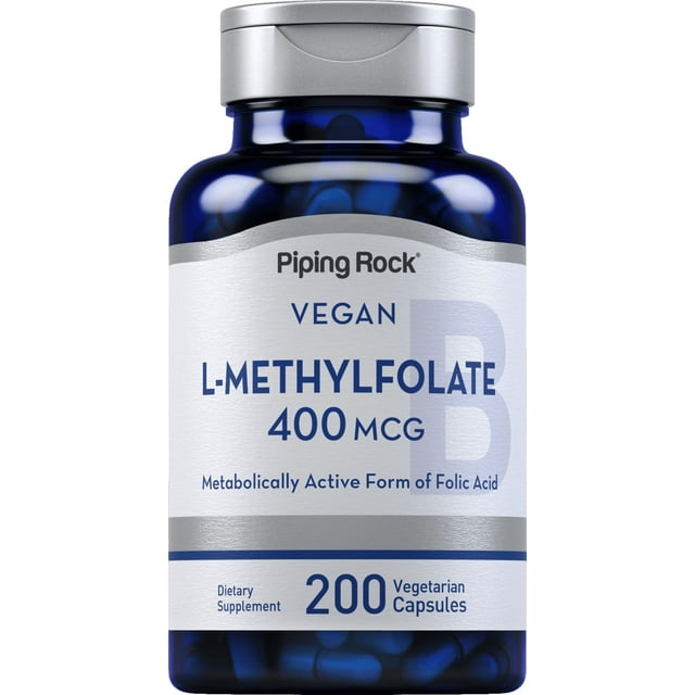L MethylFolate 400 mcg | 200 Capsules | Vegetarian | Non-GMO, Gluten ...