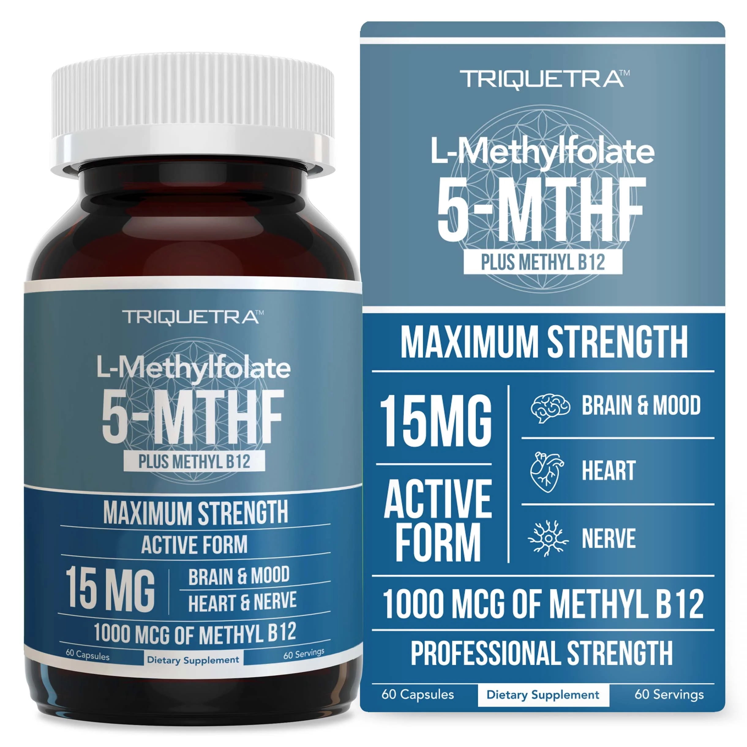 Active L-Methylfolate (15 mg) & Methyl B12 Capsules with Folate ...