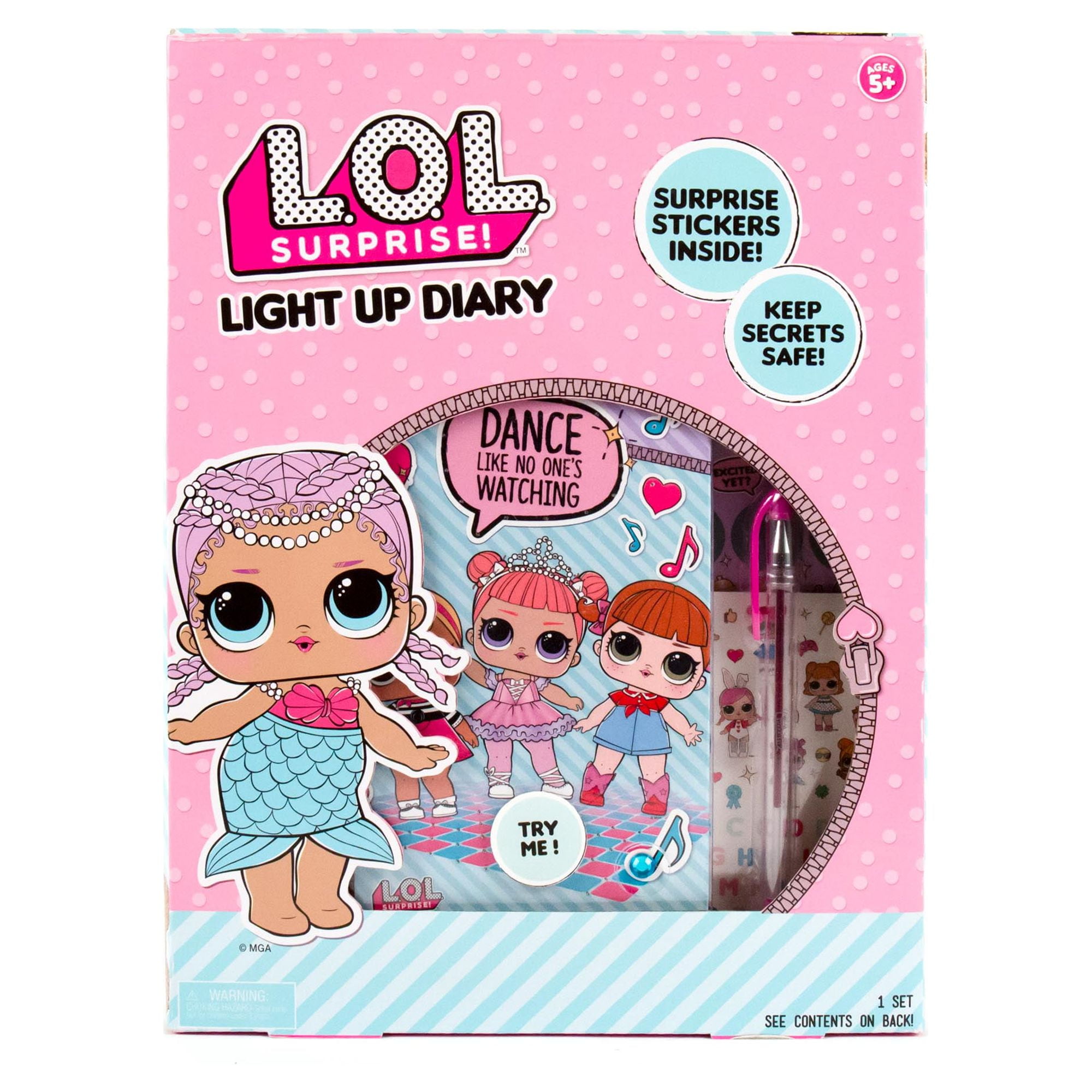 L.O.L. Surprise! Child Light Up Diary with 2 Sticker Sheets & Ball ...