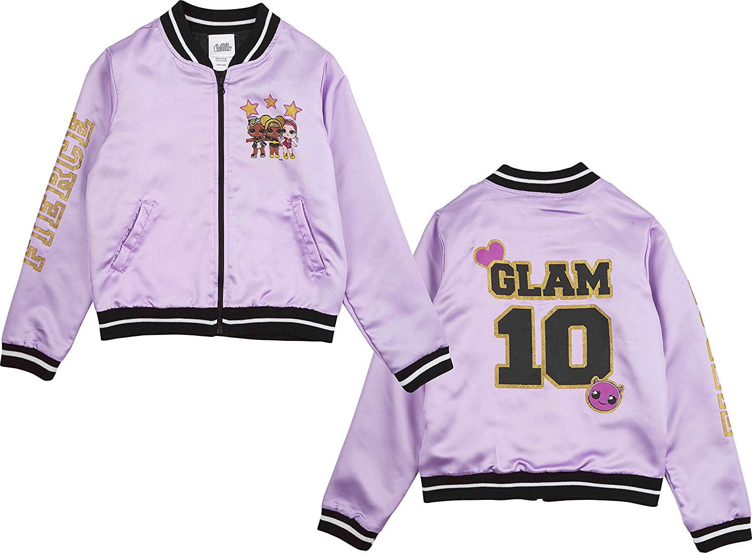 L.O.L. Surprise! Fierce Girls' Lilac Bomber Jacket, Kids Outfit for ...