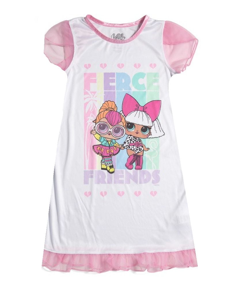 L.O.L. Surprise Girl's Fierce Friends Satinet and Tulle Nightgown, Gown ...