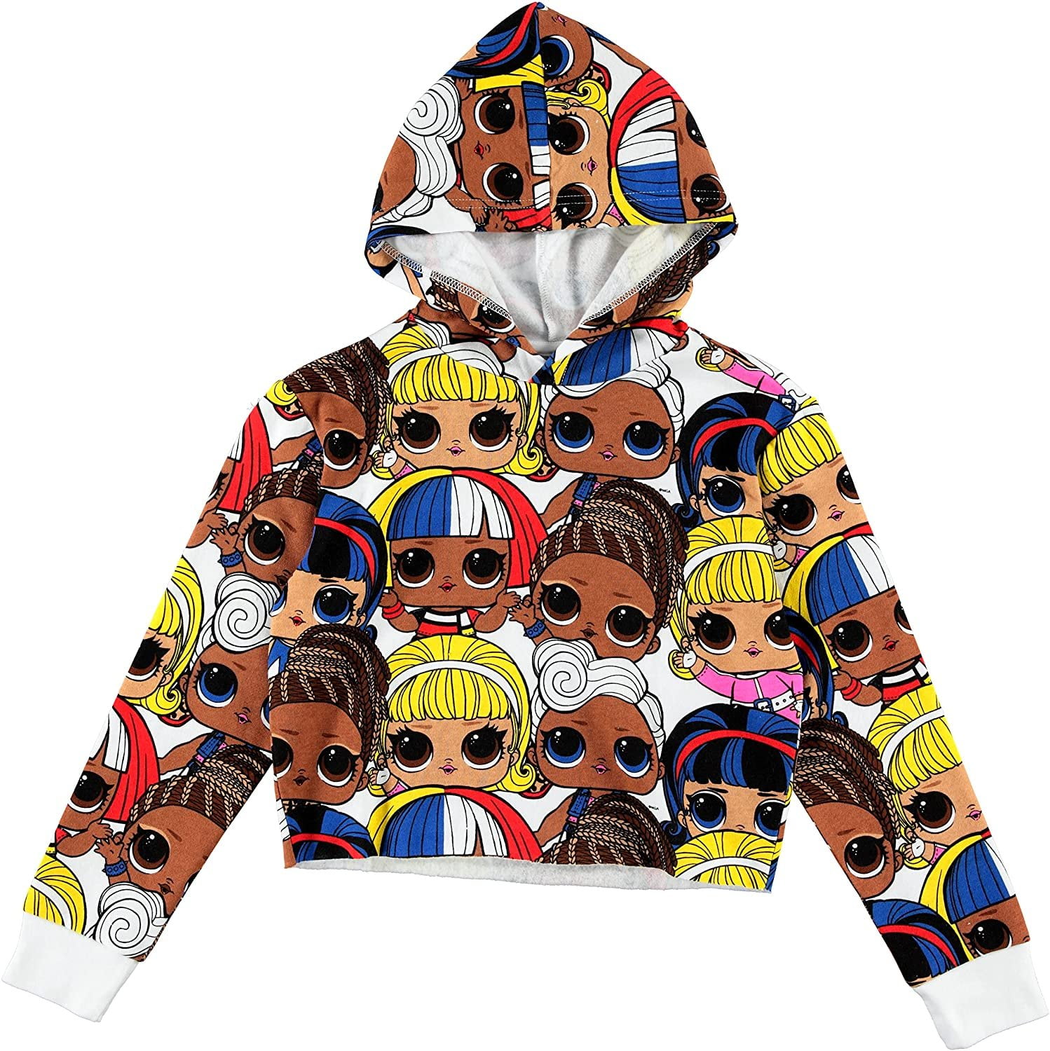 L.O.L. Surprise! Girls Allover Print Hoodie- Raw Edge Skimmer Hoodie ...
