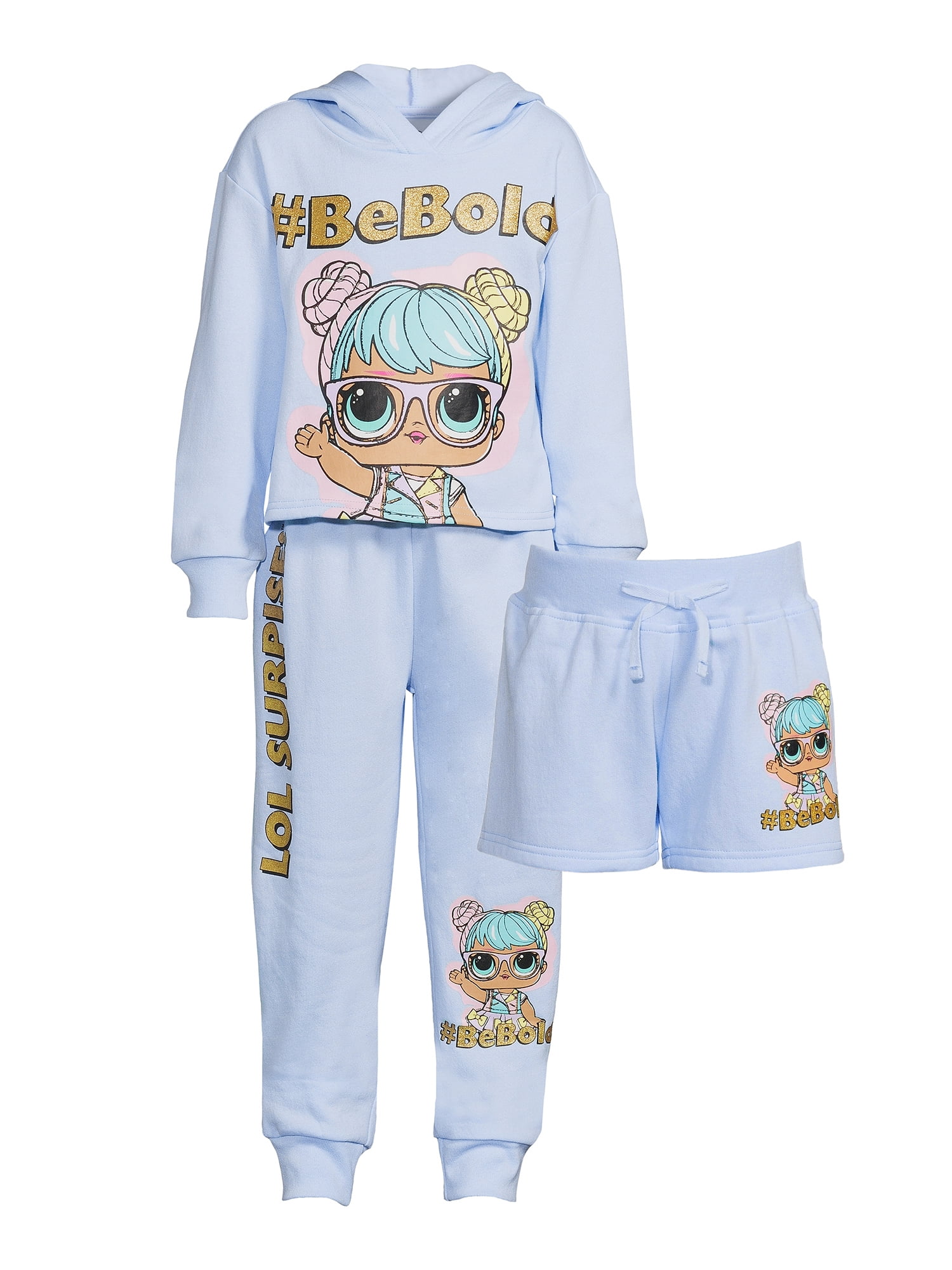 L.O.L. Surprise! Girls' 3-Piece Hoodie, Jogger and Shorts Outfit Set ...