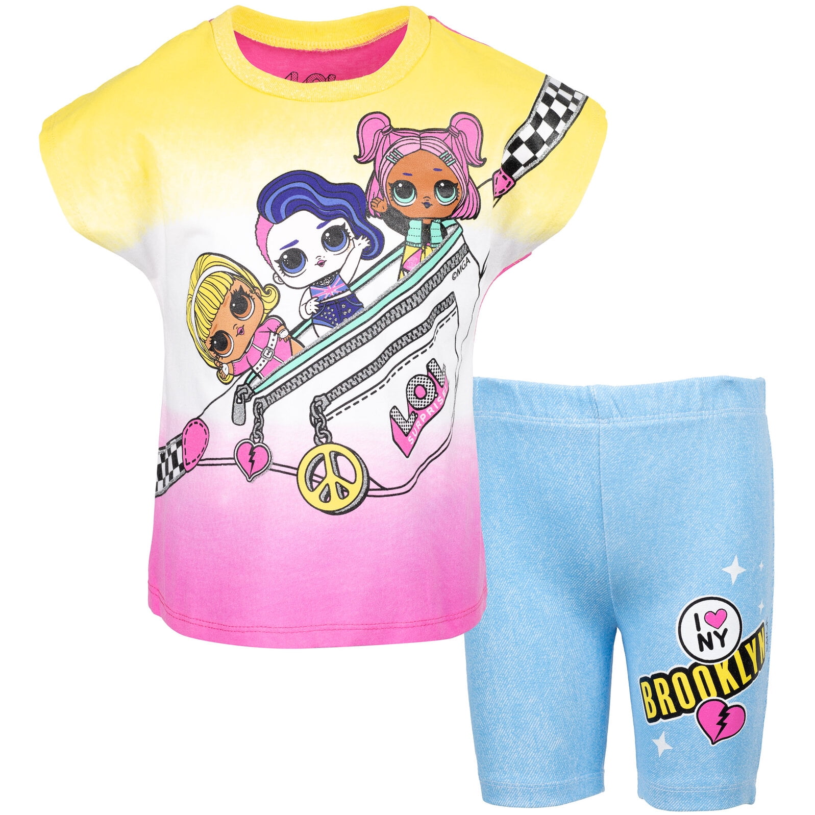 L.O.L. Surprise Girls T-Shirt and Bike Shorts Set, Toddler to Big Kid ...
