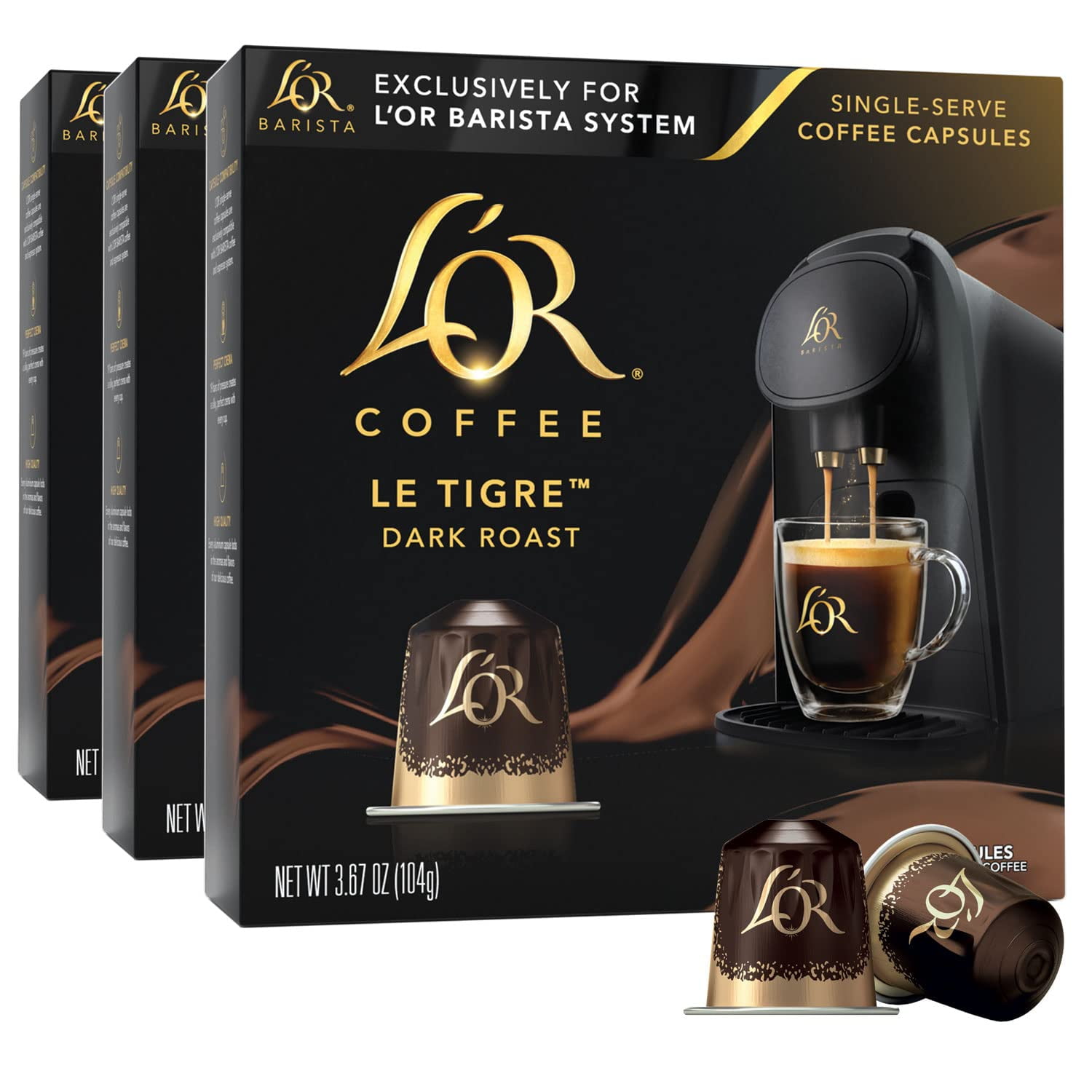 L'OR Coffee Pods, 30 Capsules Le BSL1 Tigre Dark Roast Blend, Single ...