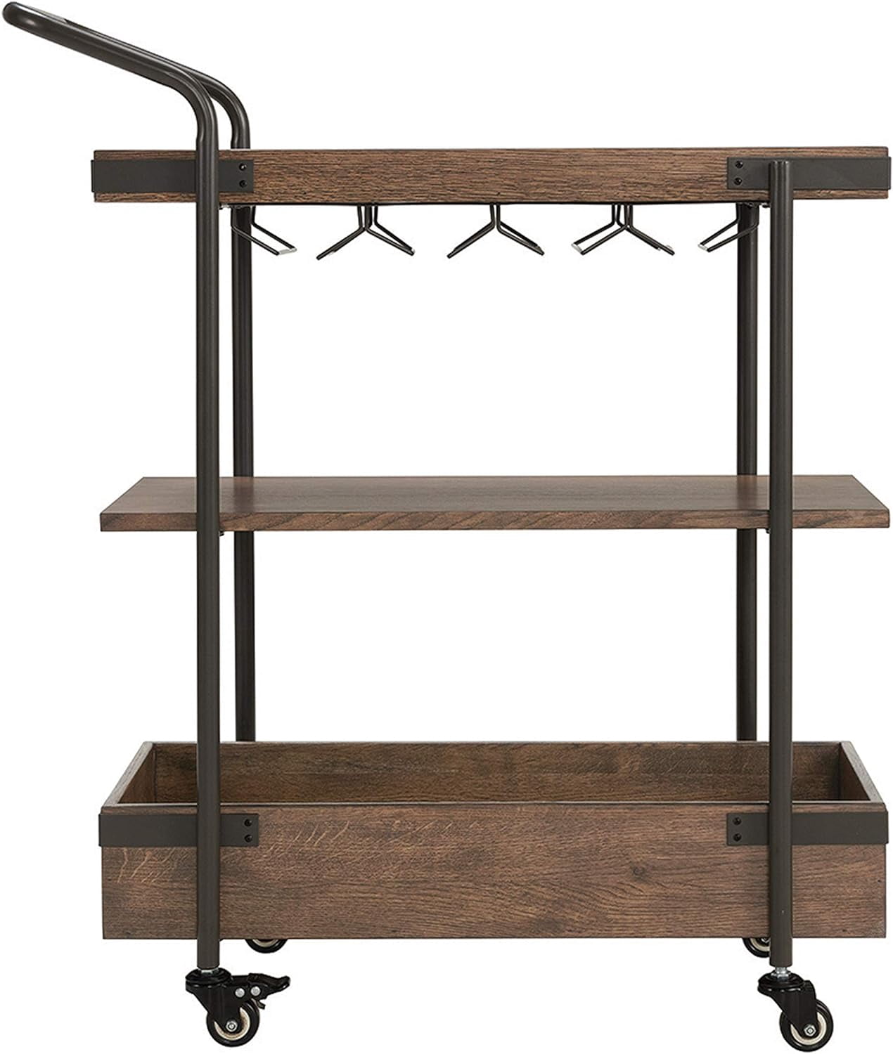 L Oak Metal Bar Cart for Home Entertaining|Rustic Industrial w/Wood ...