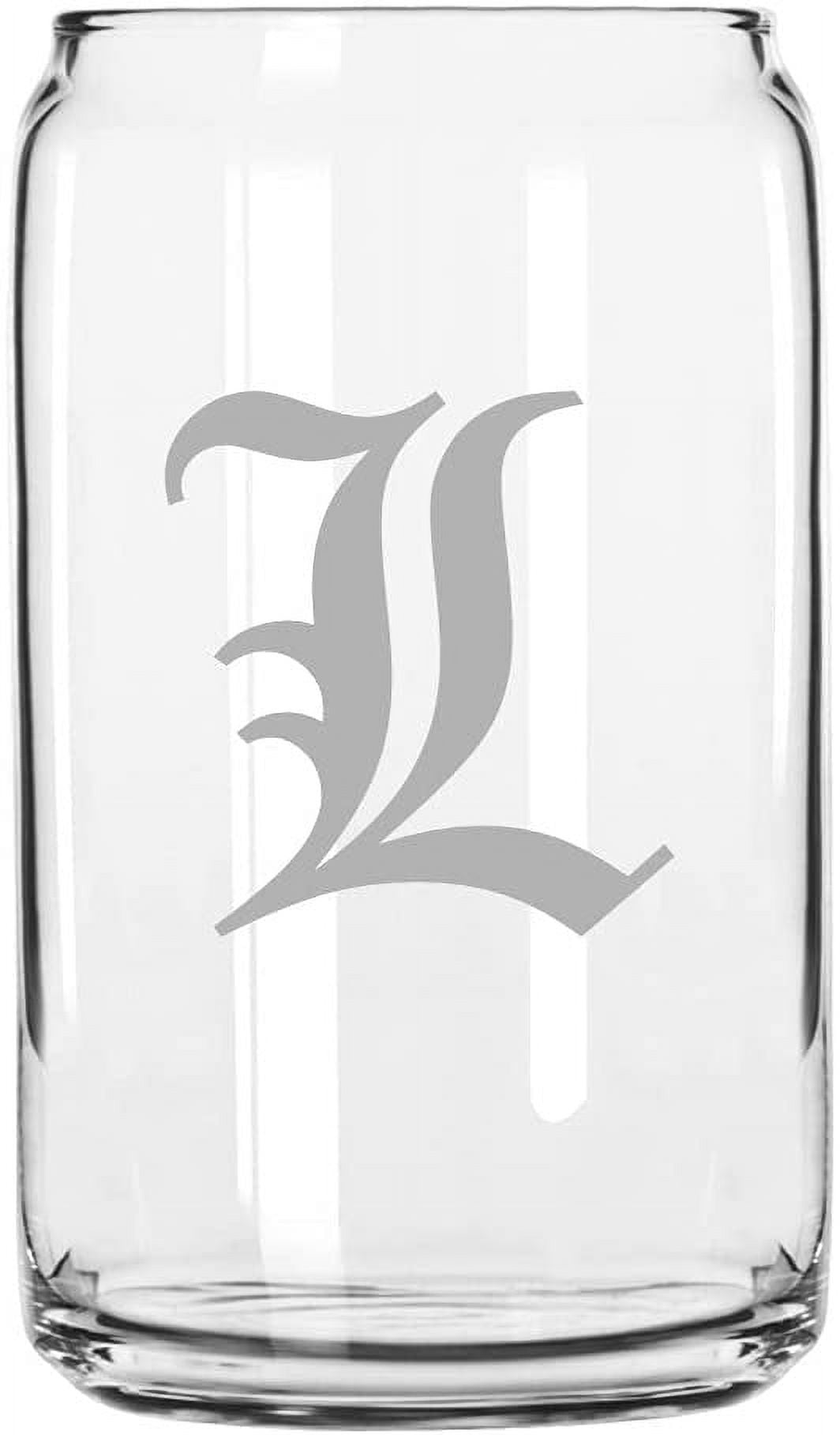 L Old English Monogrammed Etched 16oz Libbey Can Glass - Walmart.com