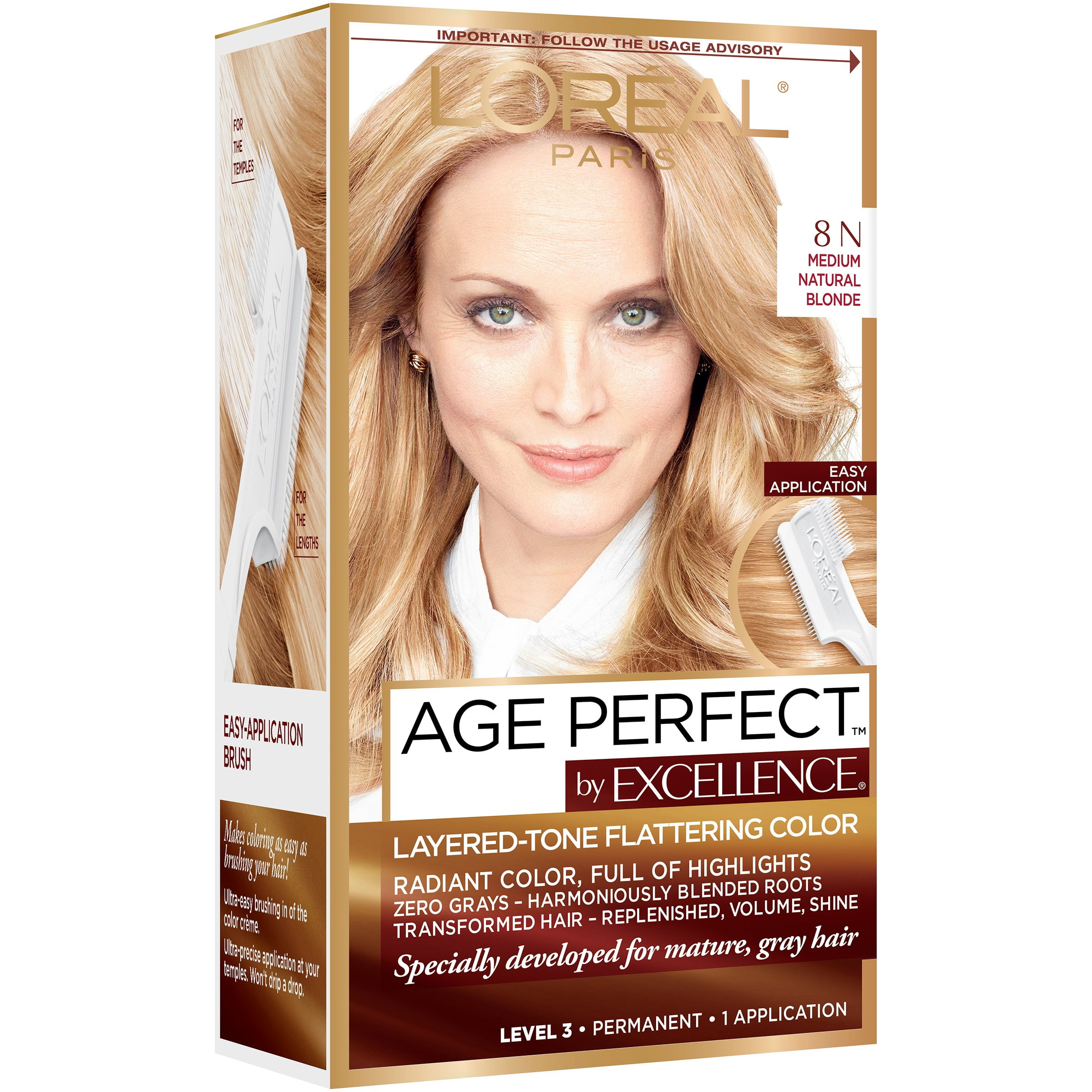 L'Oréal Paris Age Perfect Permanent Hair Color 8N Medium Natural Blonde ...