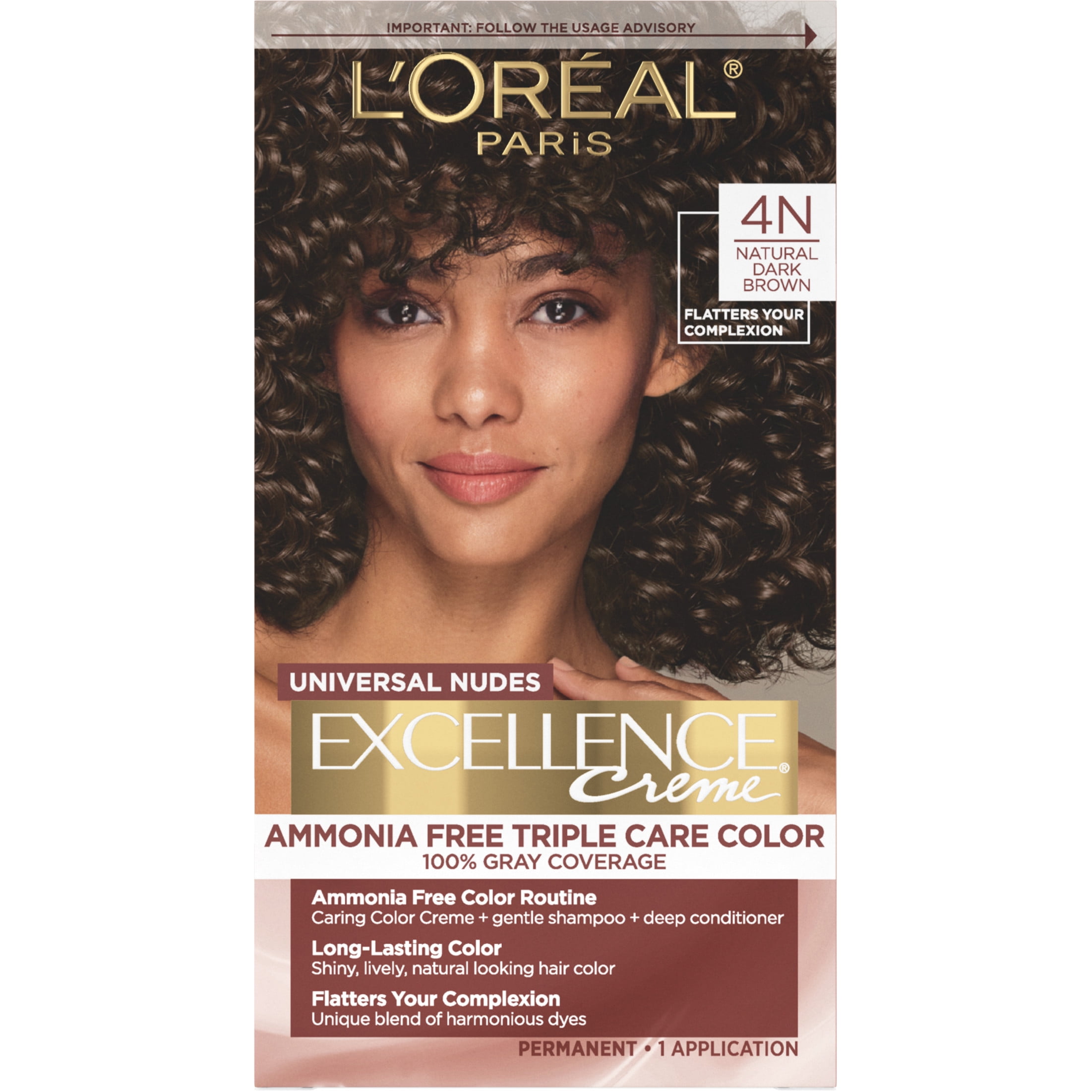 L'Oreal Paris Excellence Universal Nudes Permanent Hair Color 4N ...