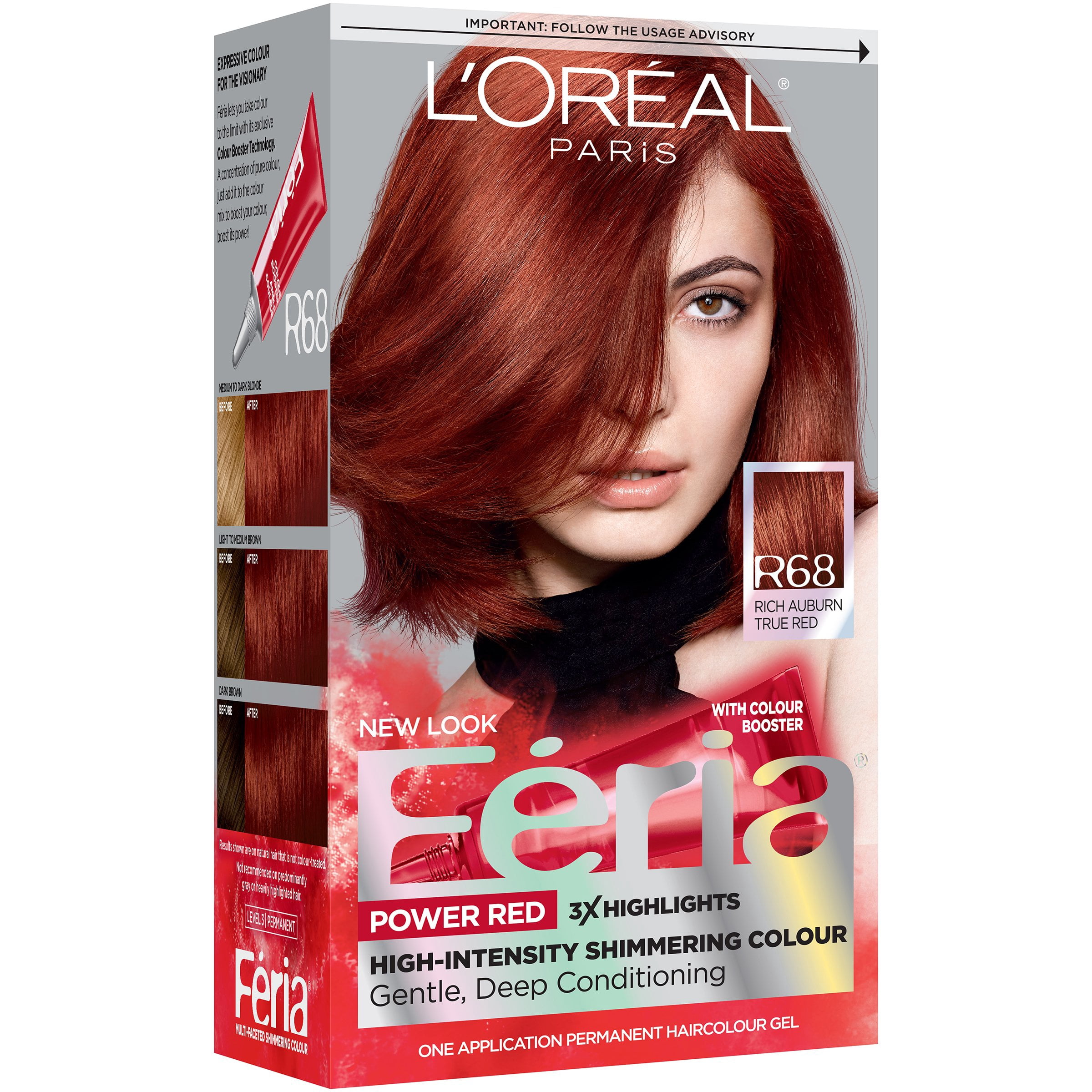 L'Oréal Paris Feria Multi-Faceted Permanent Hair Color - R68 Rich ...