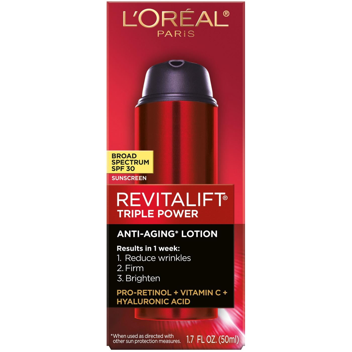 L'Oréal Paris Revitalift Triple Power Broad Spectrum SPF 30 Sunscreen ...