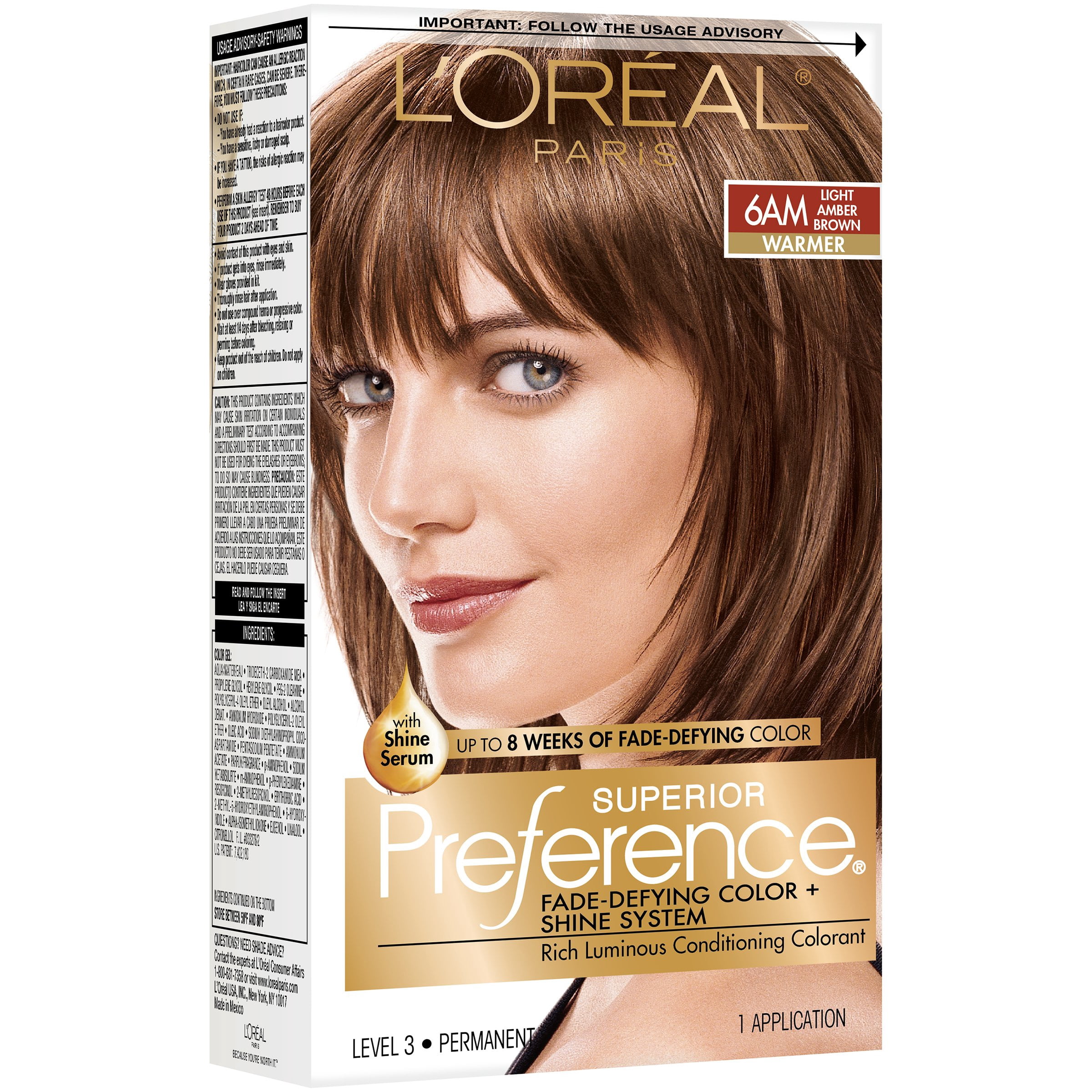 L'Oréal Paris Superior Preference Permanent Hair Color, 6AM Light Amber ...