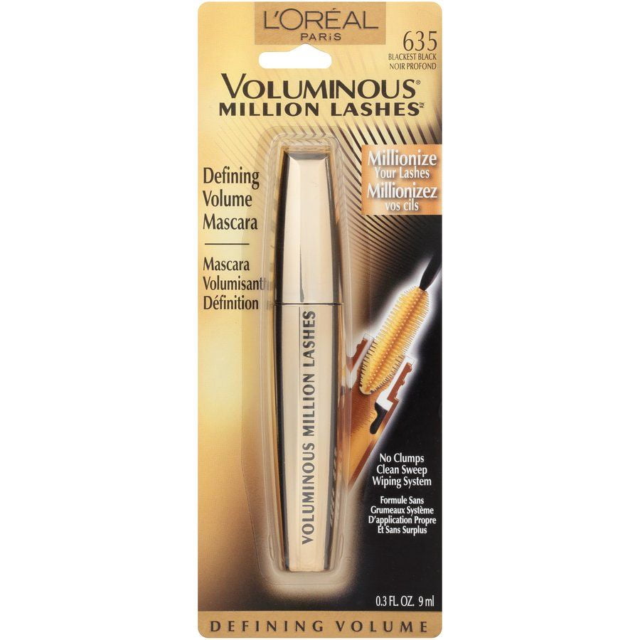L'Oréal Paris Voluminous Million Lashes Mascara Blackest Black - Each ...