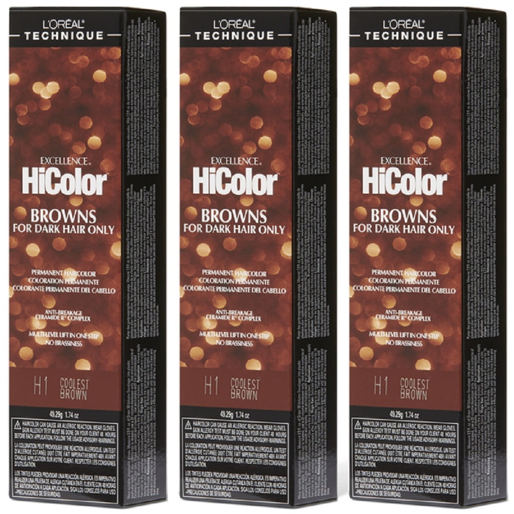 L'Oreal Excellence HiColor H1 Coolest Brown Permanent Hair Color Creme ...