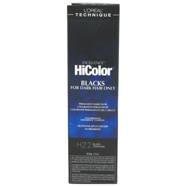 L'Oreal Excellence Hicolor Permanent Hair Color, Black Sapphire 1.75 oz ...