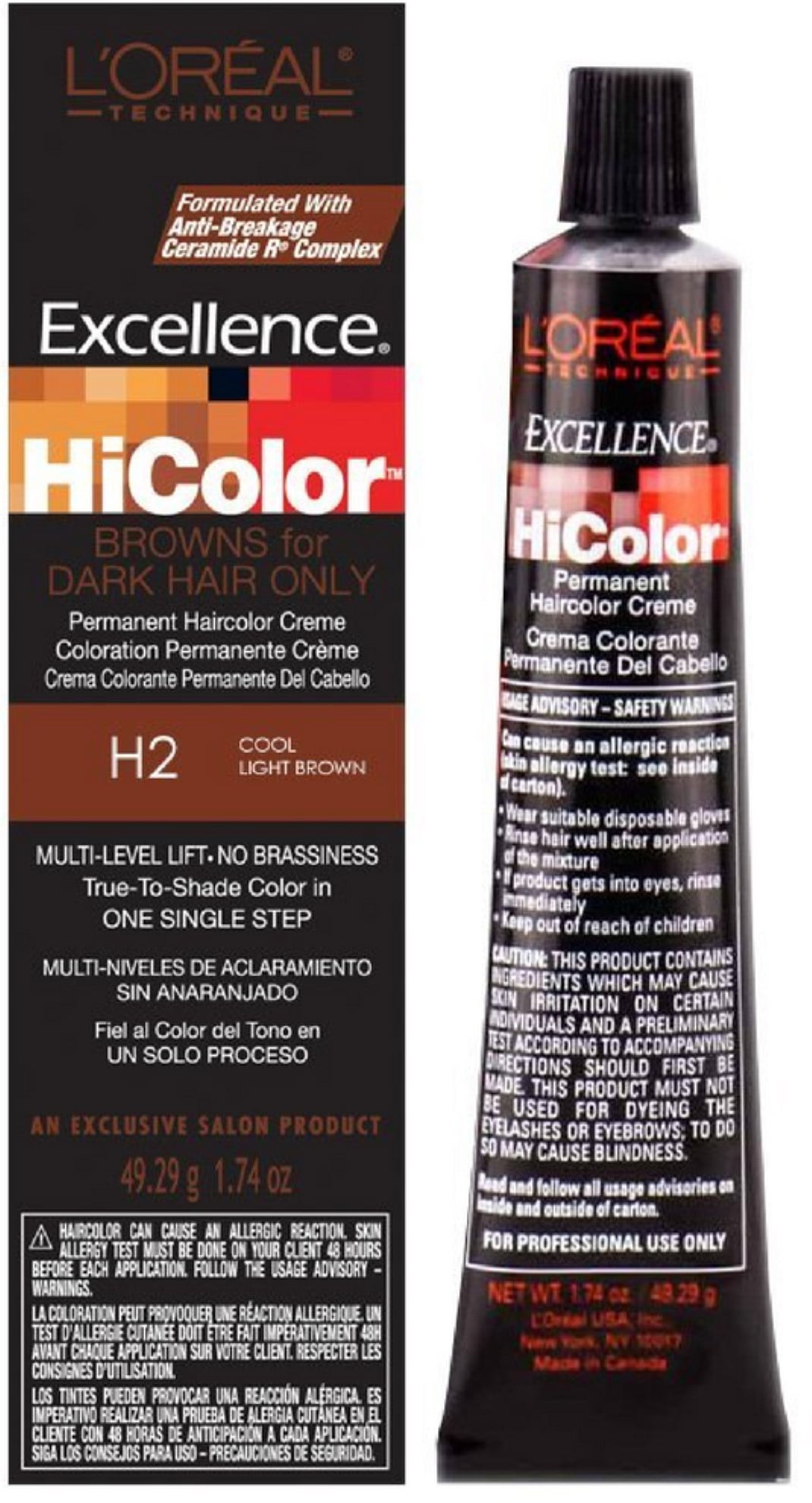 L'Oreal Excellence Hicolor Permanent Haircolor Creme, Cool Light Brown ...