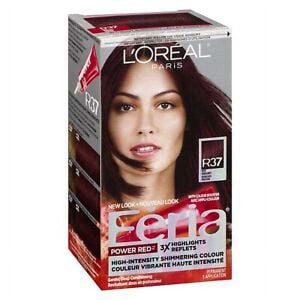 L'Oreal Feria Power Red Shimmering Hair Color, R37 Deep Burgundy ...
