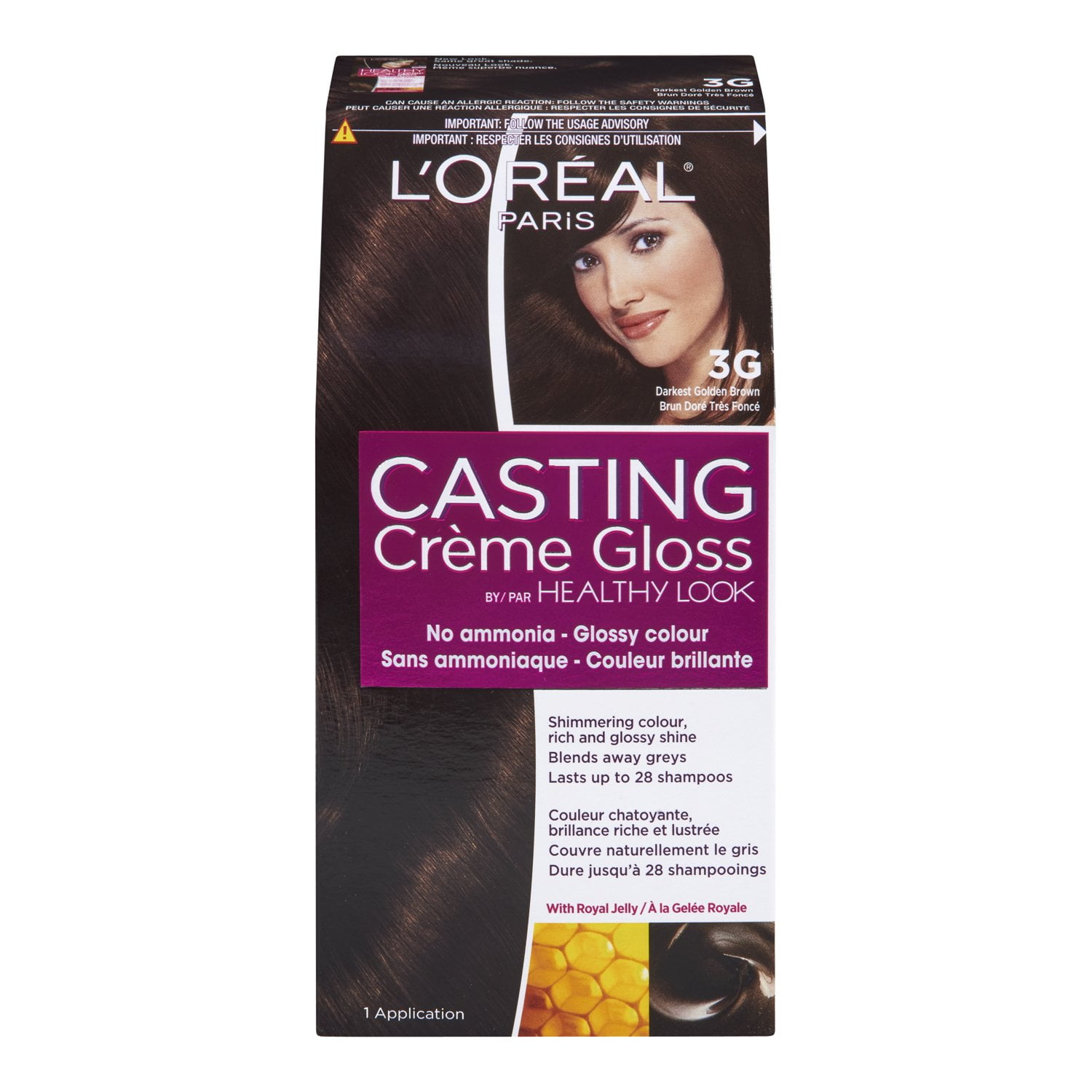 L'Oreal Healthy Look Creme Gloss Hair Color, 3G Darkest Golden Brown ...