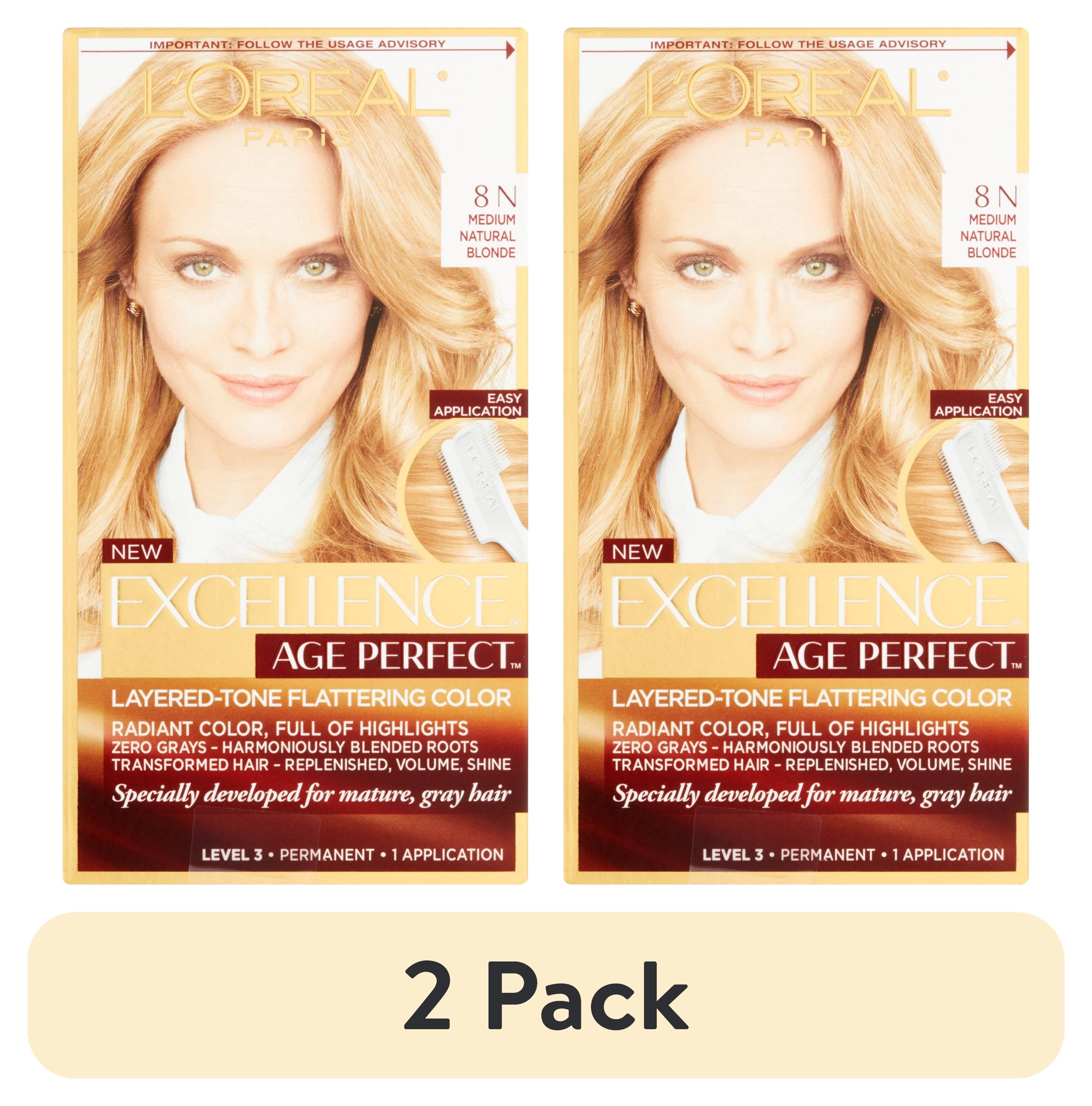 (2 pack) L'Oreal Paris Age Perfect Hair Color, 8N Medium Natural Blonde ...