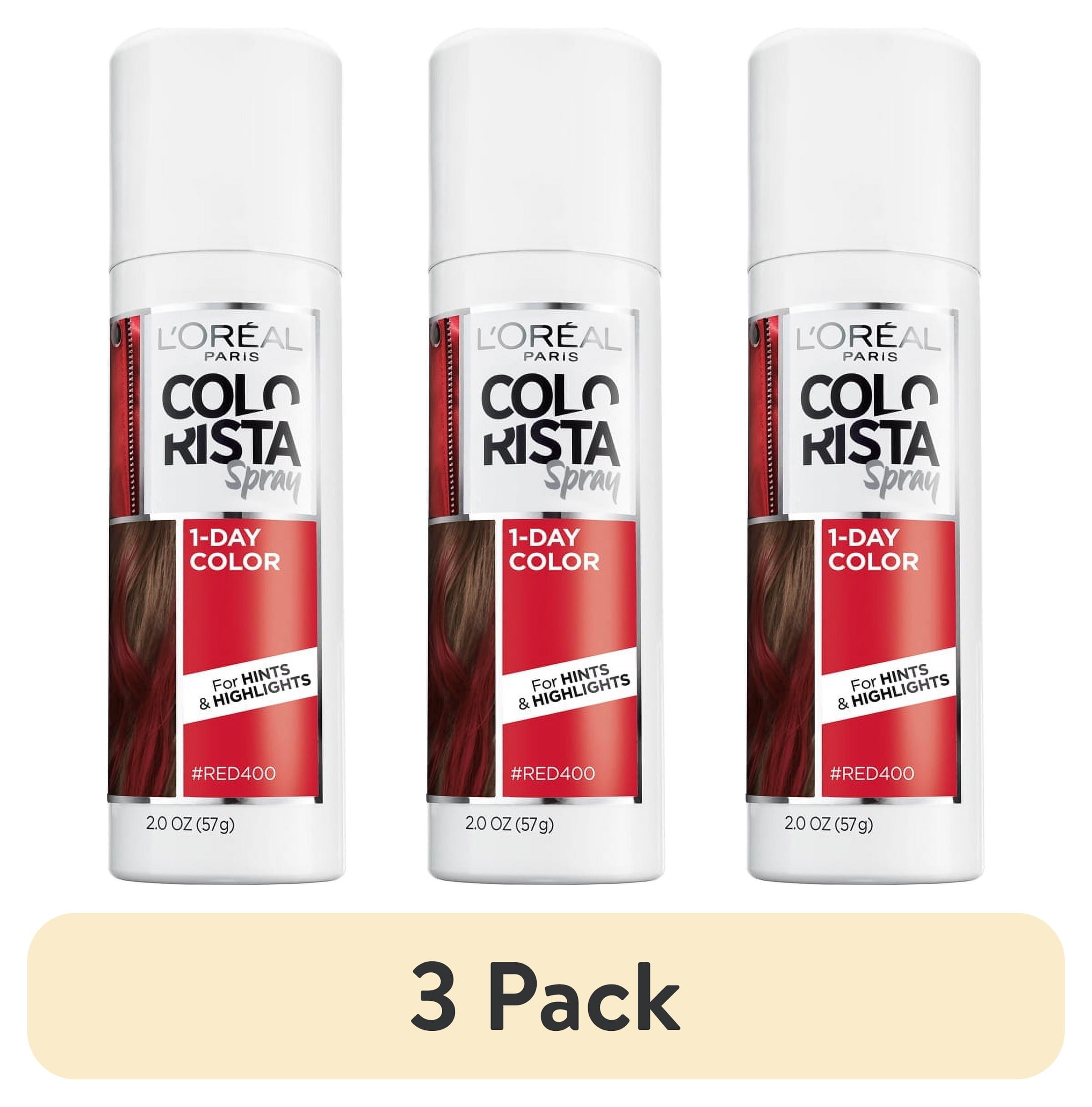 (3 pack) L'Oreal Paris Colorista 1 Day Hair Color Spray, 400 Red, For ...