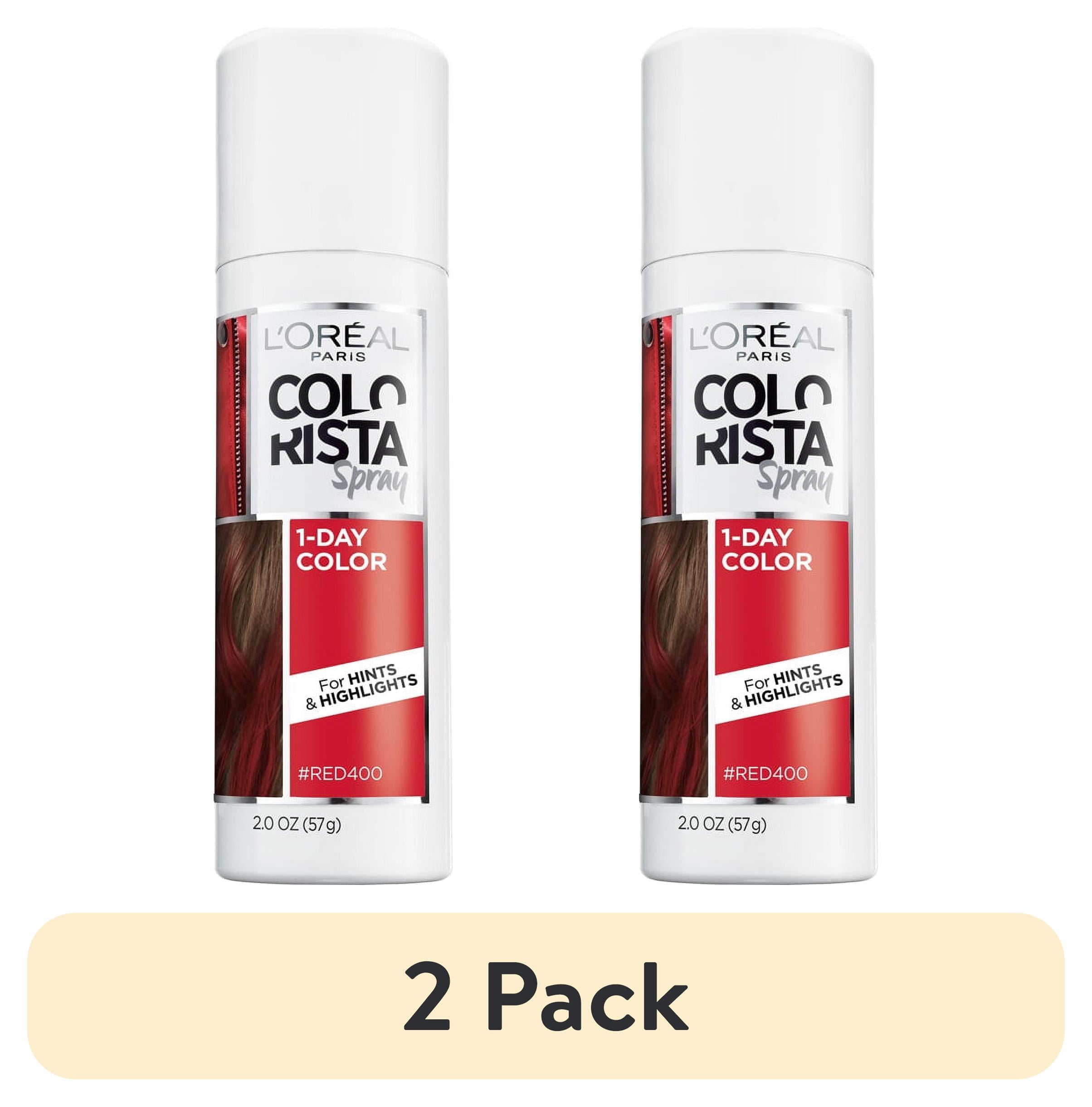 (2 pack) L'Oreal Paris Colorista 1 Day Hair Color Spray, 400 Red, For ...