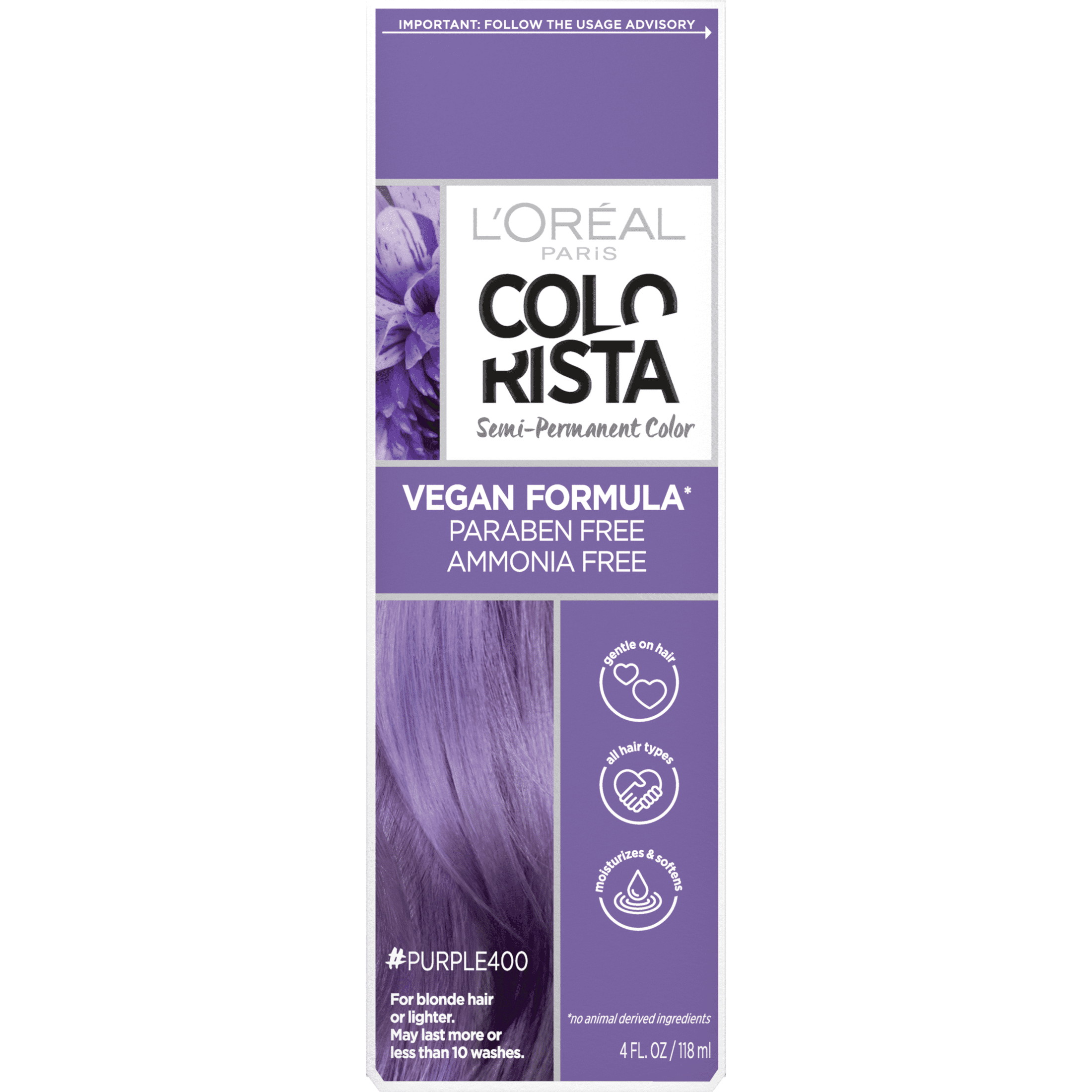 L Oreal Paris Colorista Semi Permanent Hair Color Light Bleached Blondes Purple 1 Kit Walmart
