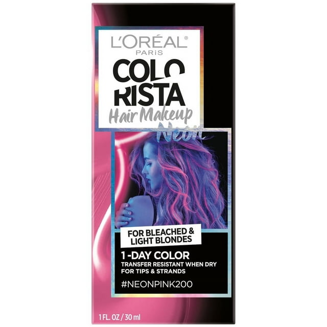 L'Oreal Paris Colorista Hair Makeup 1-Day Hair Color, 200 Neon Pink ...
