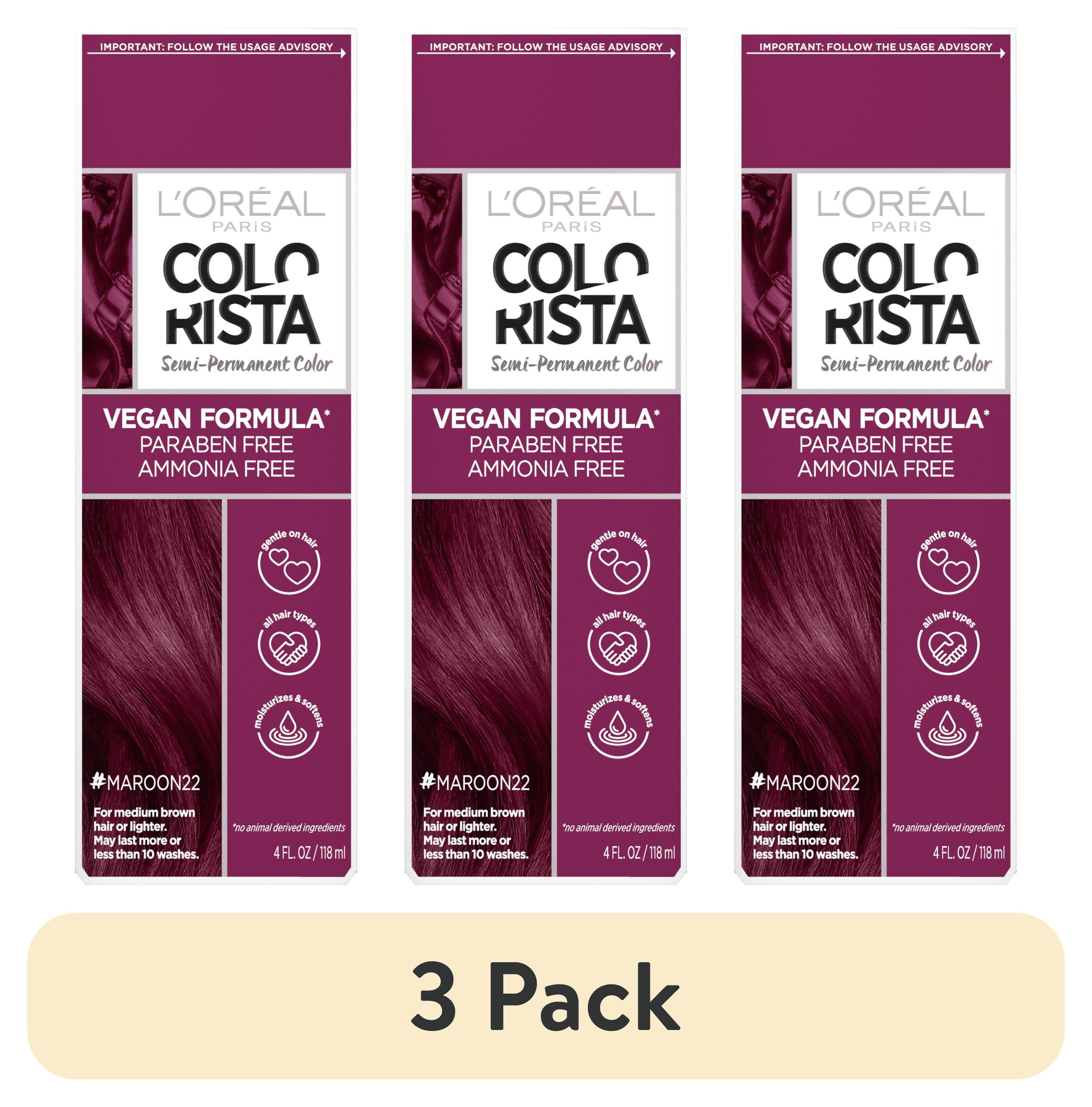 (3 pack) L'Oreal Paris Colorista Semi Permanent Hair Color, Maroon ...
