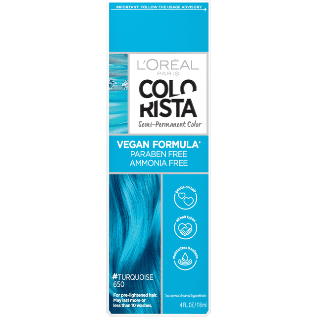 L'Oreal Paris Colorista Turquoise Semi Permanent Hair Color for Light ...