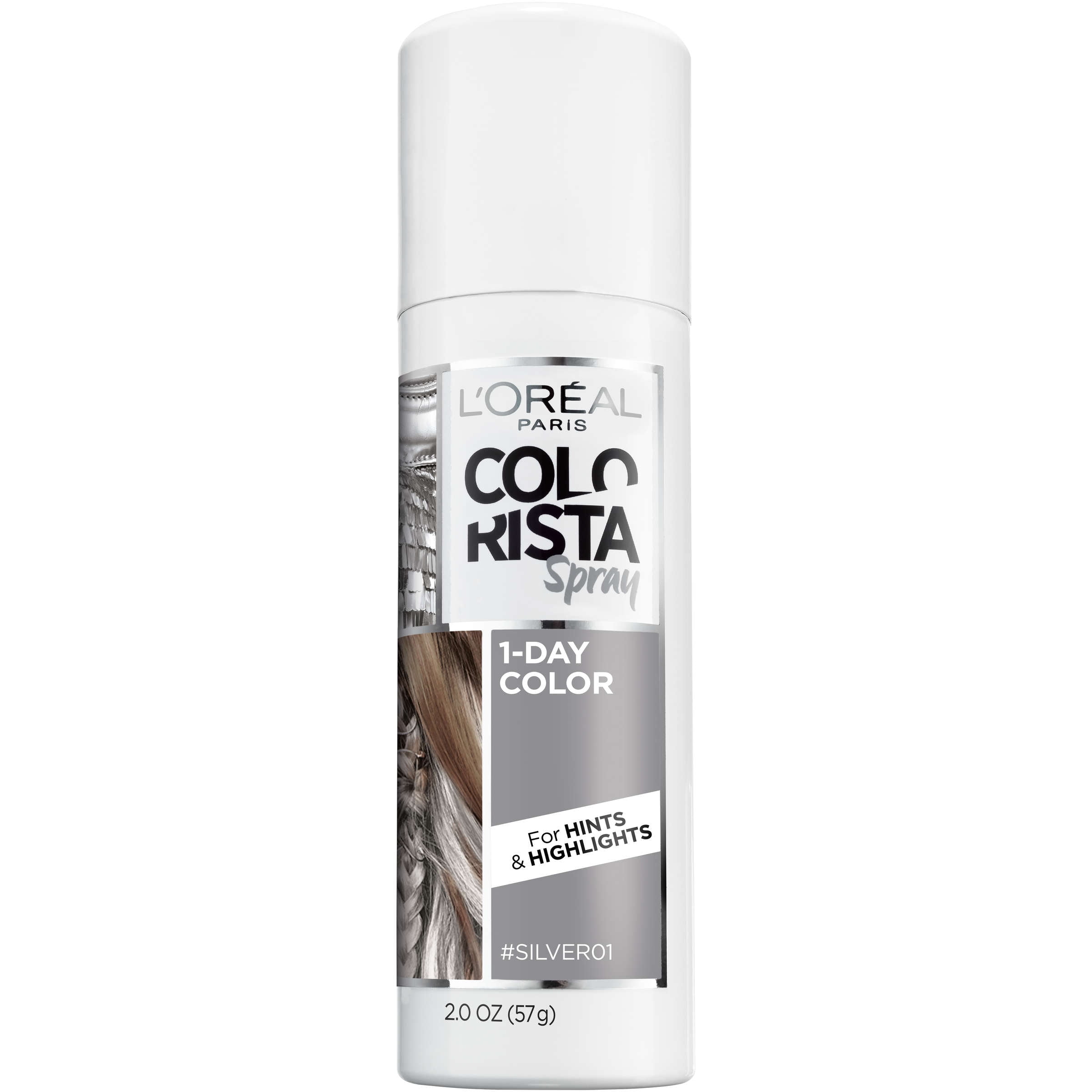 L'Oreal Paris Colorista Temporary 1 Day Hair Color Spray, Silver, 2 oz ...