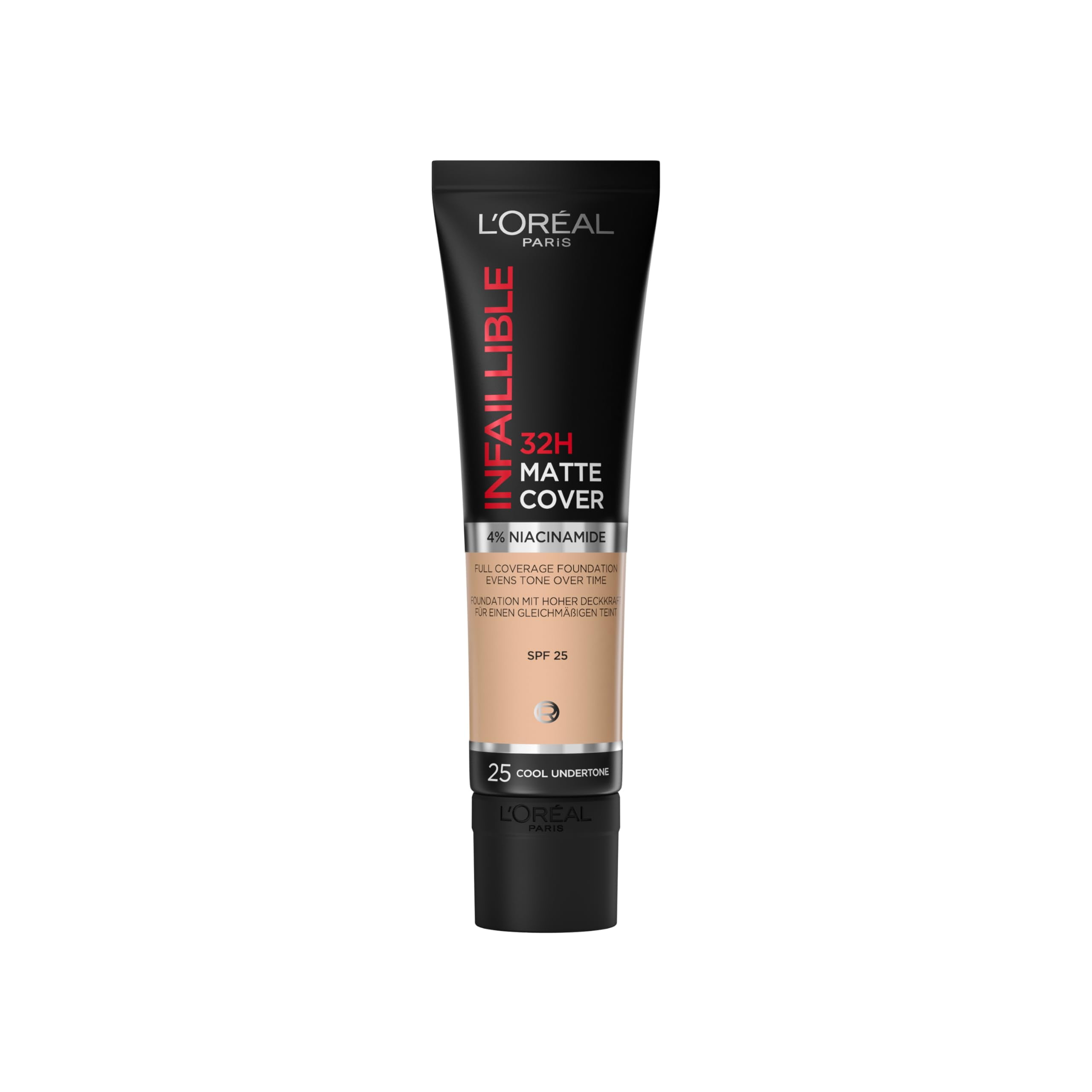 L,Oreal Paris Cover Liquid Foundation, With 4% Niacinamide, Long ...