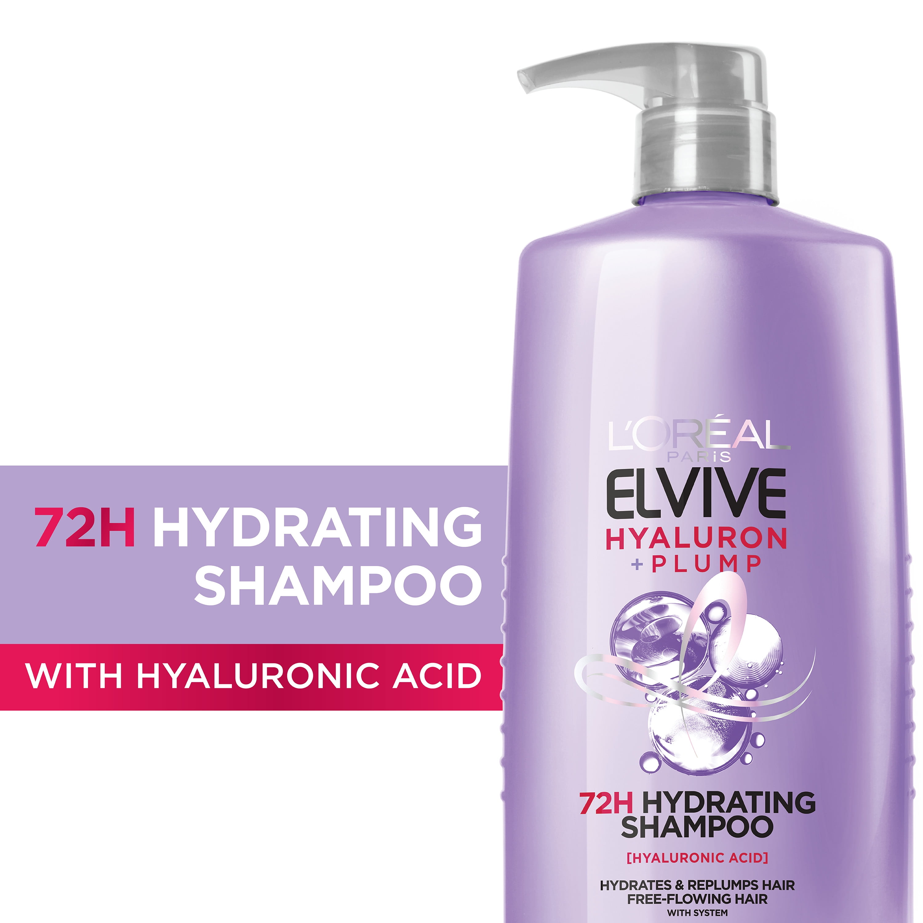 L'Oreal Paris Elvive Hyaluron Plump Hydrating Moisturizing Shampoo, for ...