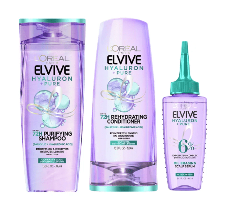 L'Oreal Paris Elvive Hyaluron Pure Shampoo, Conditioner, and Serum Set ...