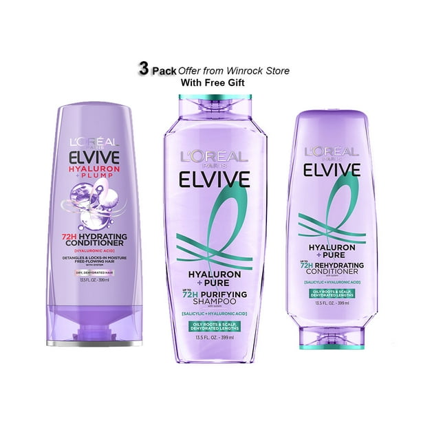 L'Oreal Paris Elvive Hyaluron Shampoo for Oily Hair & Elvive Hyaluron Plump Hydrating ...