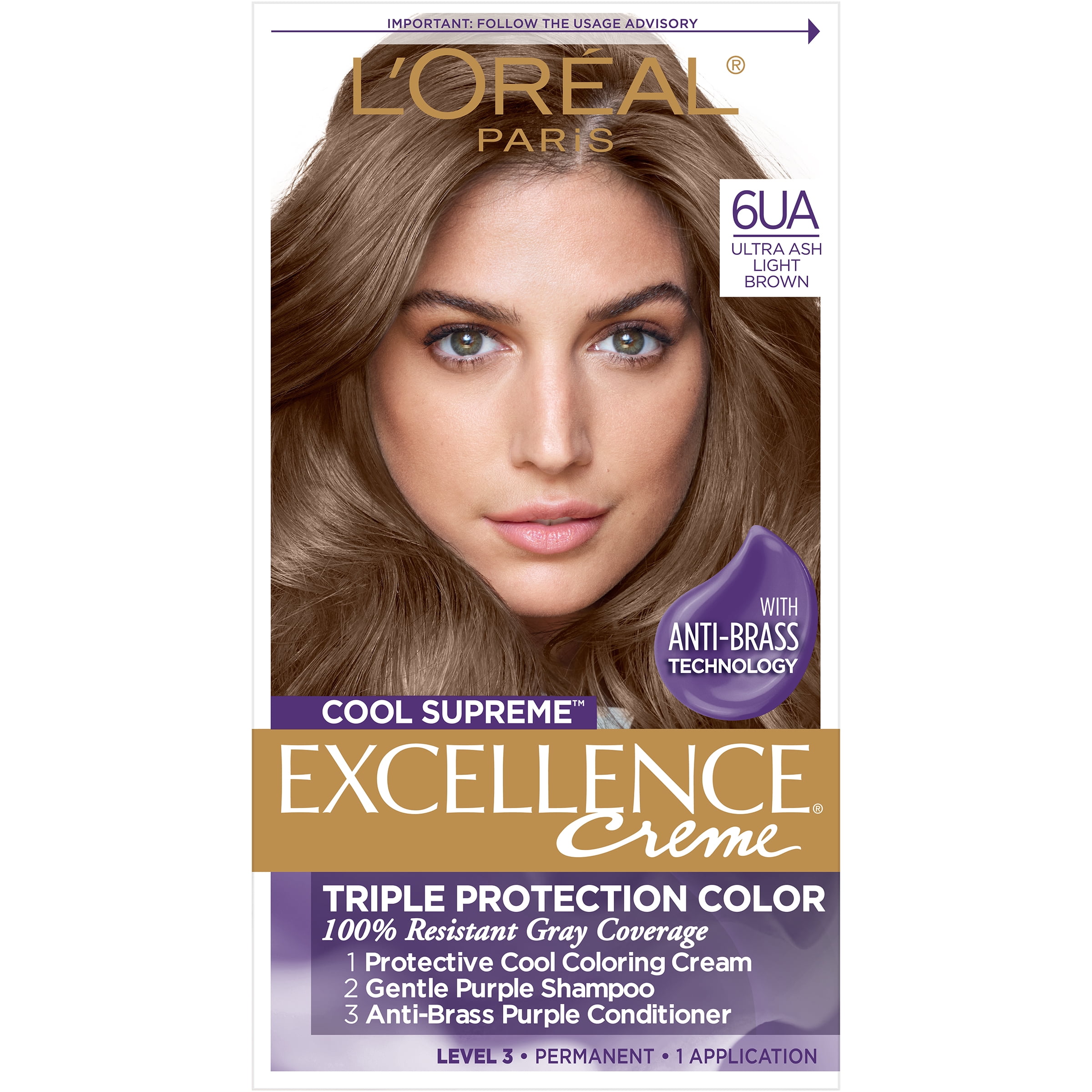 L'Oreal Paris Excellence Creme, Ultra Ash Light Brown Permanent Hair ...