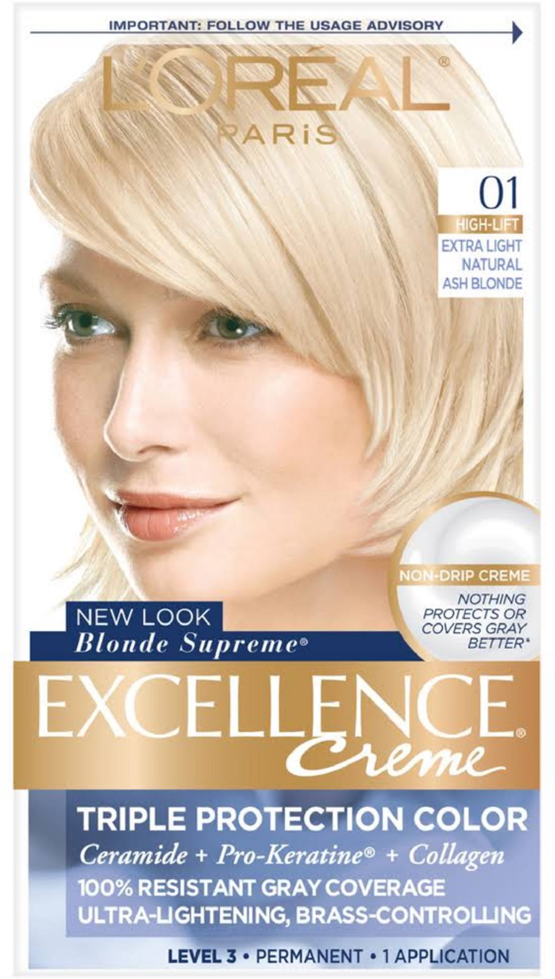 L'Oreal Paris Excellence Creme Hair Color, Extra Light Ash Blonde 01 ...