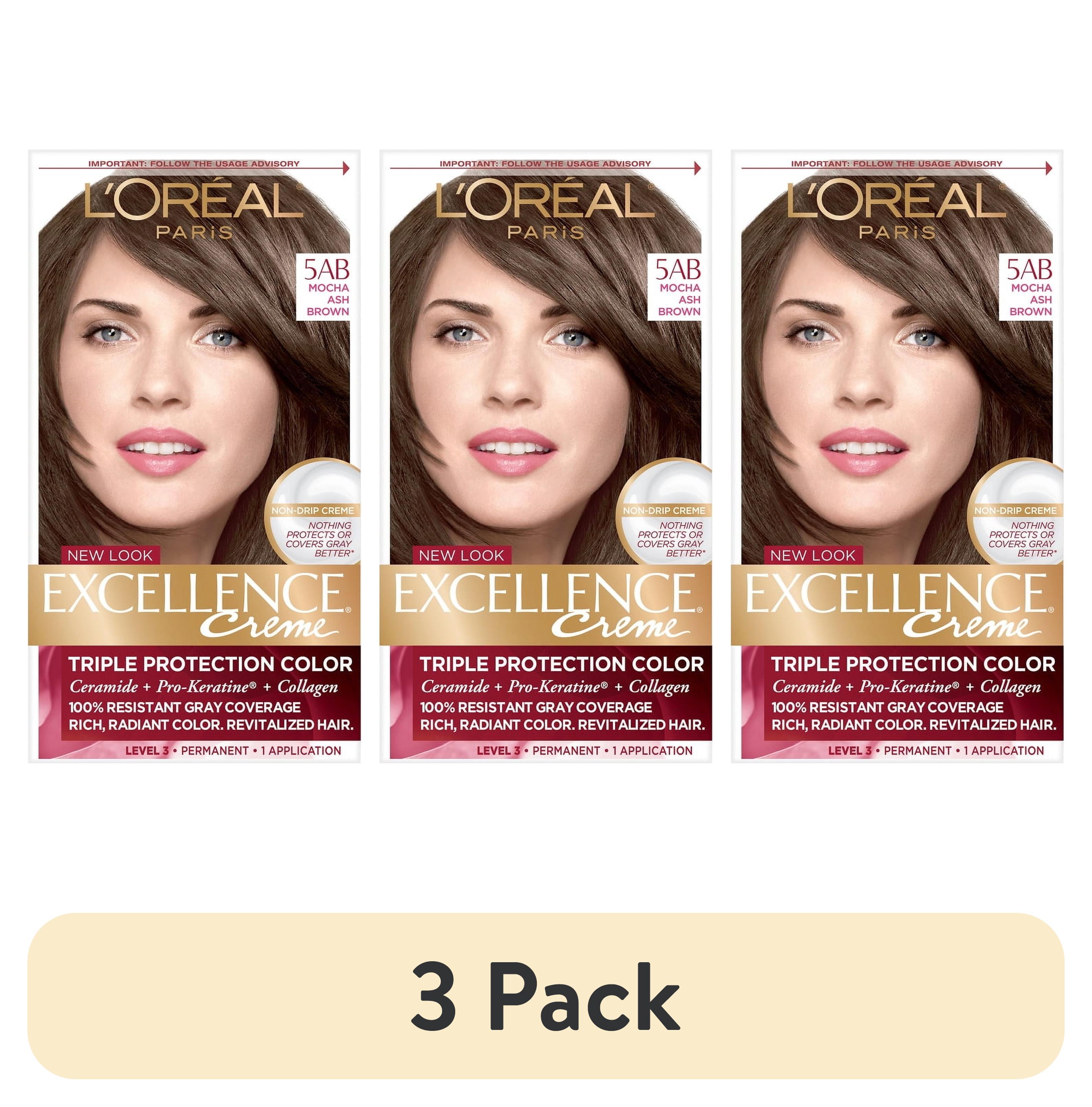 (3 pack) L'Oreal Paris Excellence Creme Permanent Hair Color, Triple ...